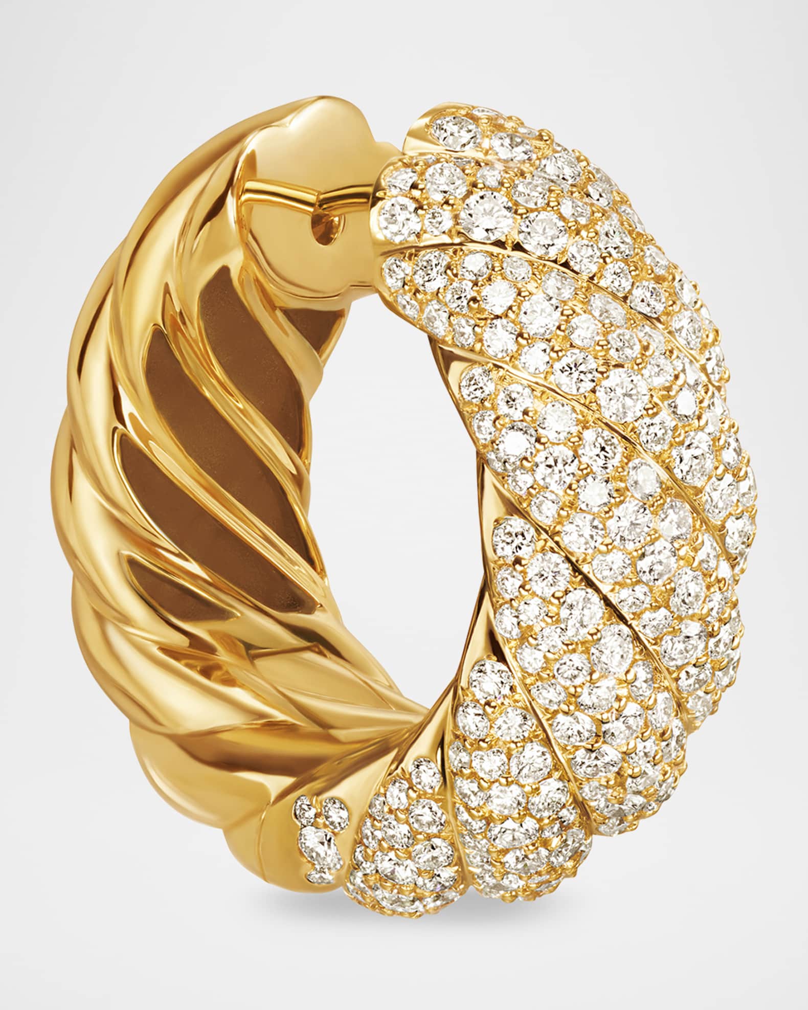 David Yurman Sculpted Cable Hoop Earrings with Diamonds in 18K Gold ...