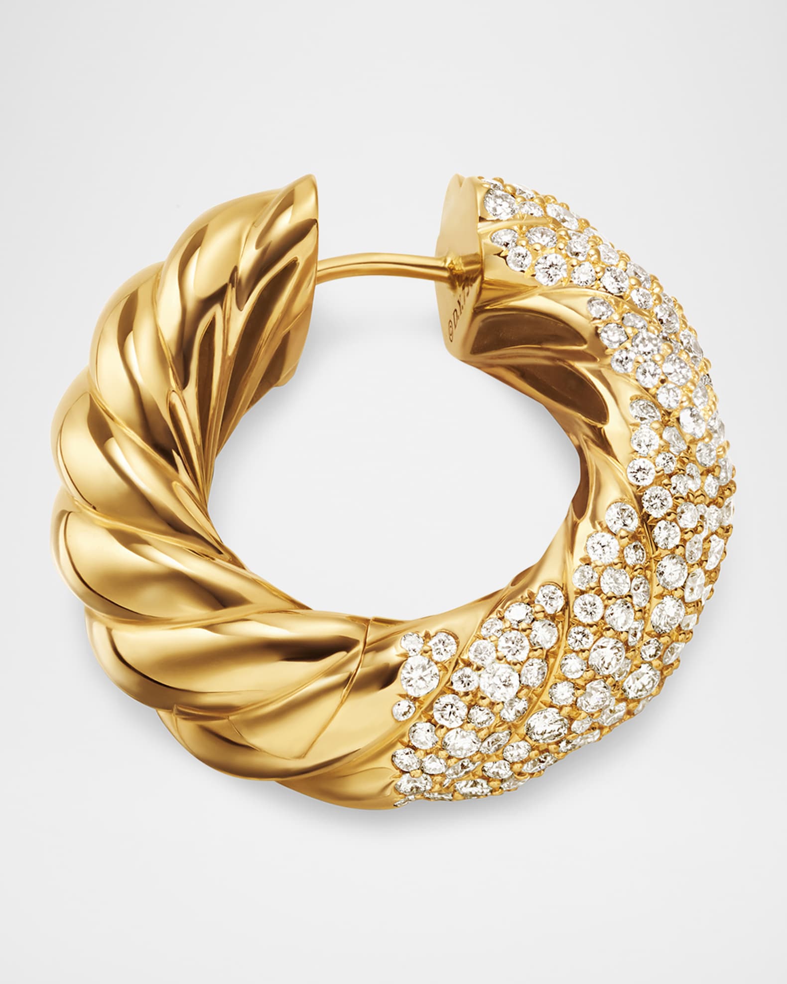 David Yurman Sculpted Cable Hoop Earrings with Diamonds in 18K Gold ...