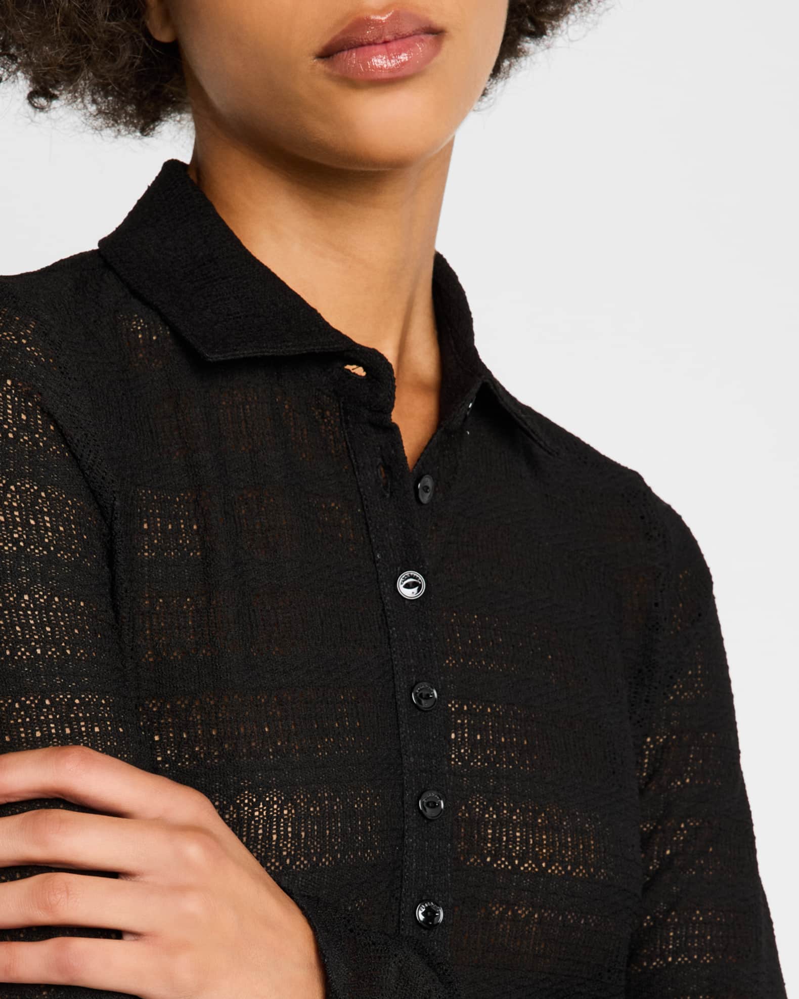 Rag & Bone Julia Long-Sleeve Polo Top | Neiman Marcus