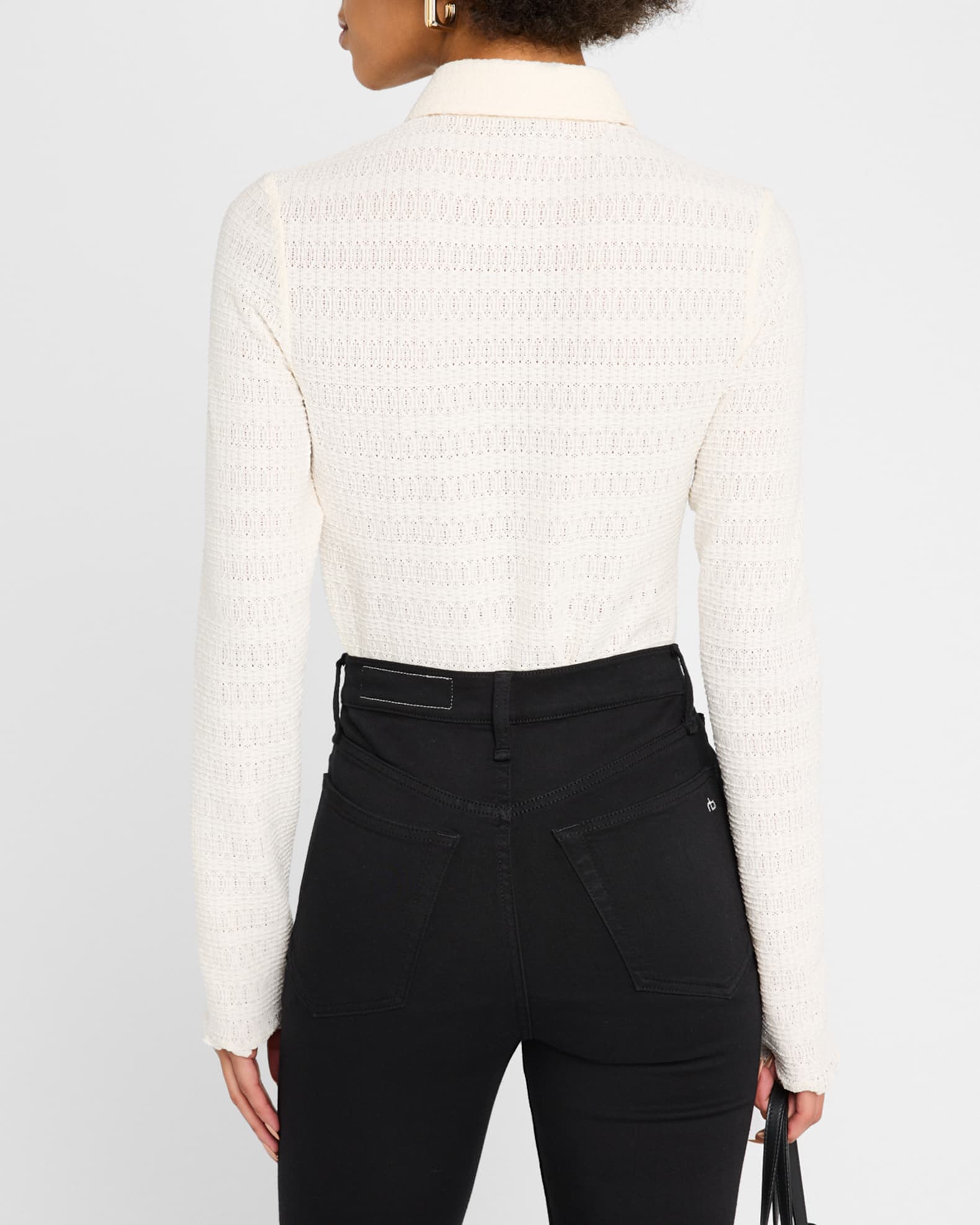 Rag & Bone Julia Long-Sleeve Polo Top | Neiman Marcus