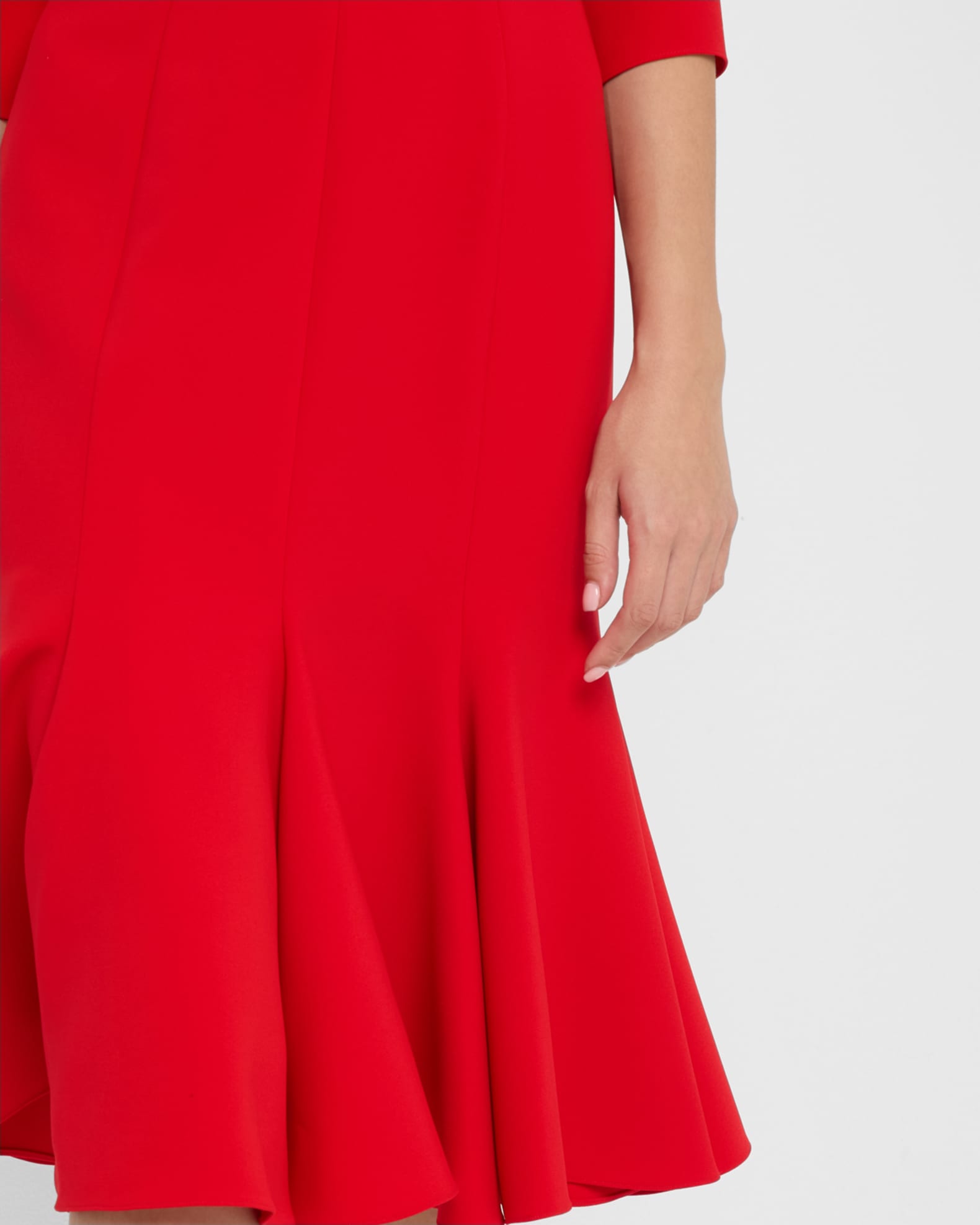 Carolina Herrera Square-Neck 3/4-Sleeve Midi Trumpet Dress | Neiman Marcus