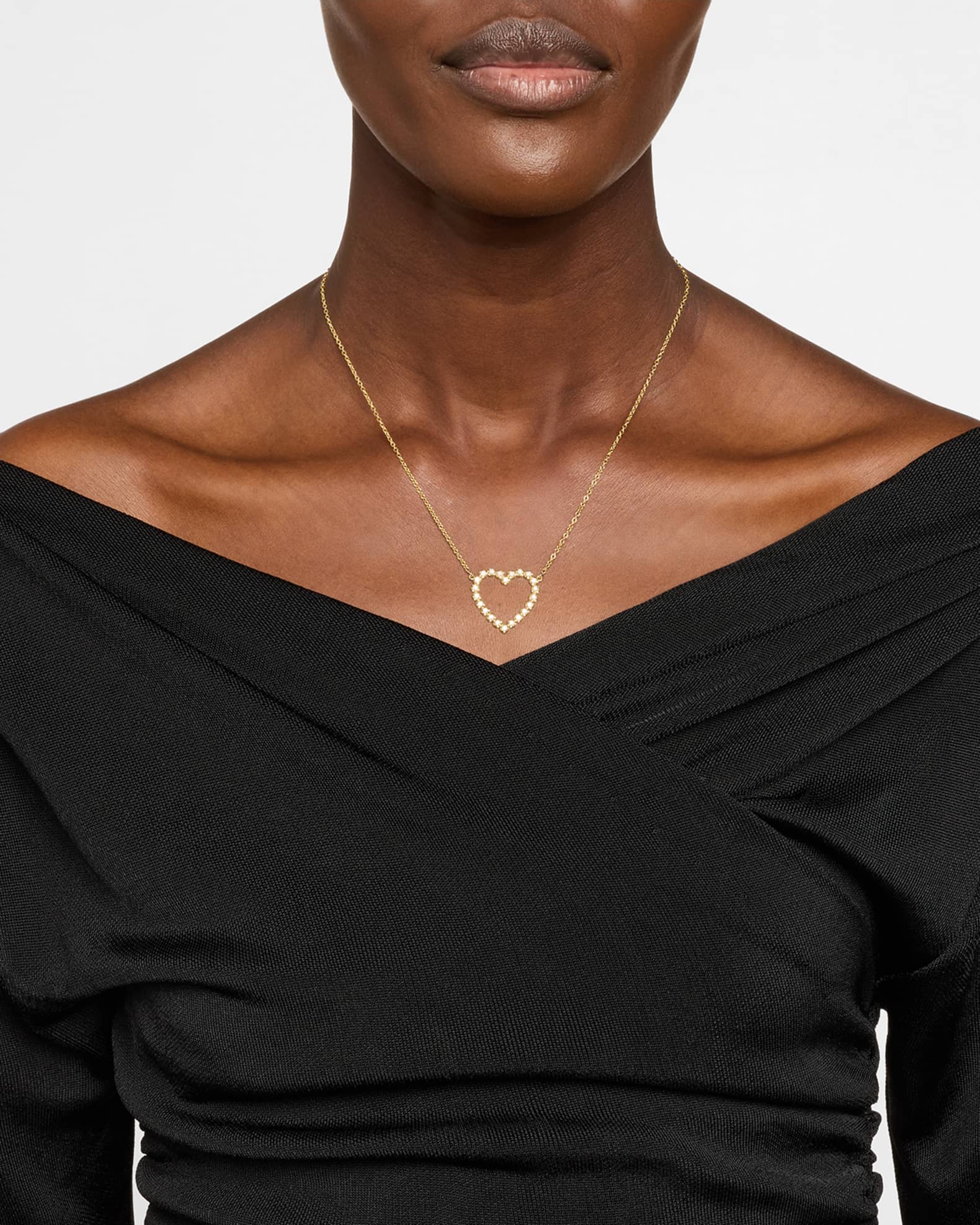 Jennifer Meyer Illusion-Set Diamond Open Heart Pendant Necklace ...