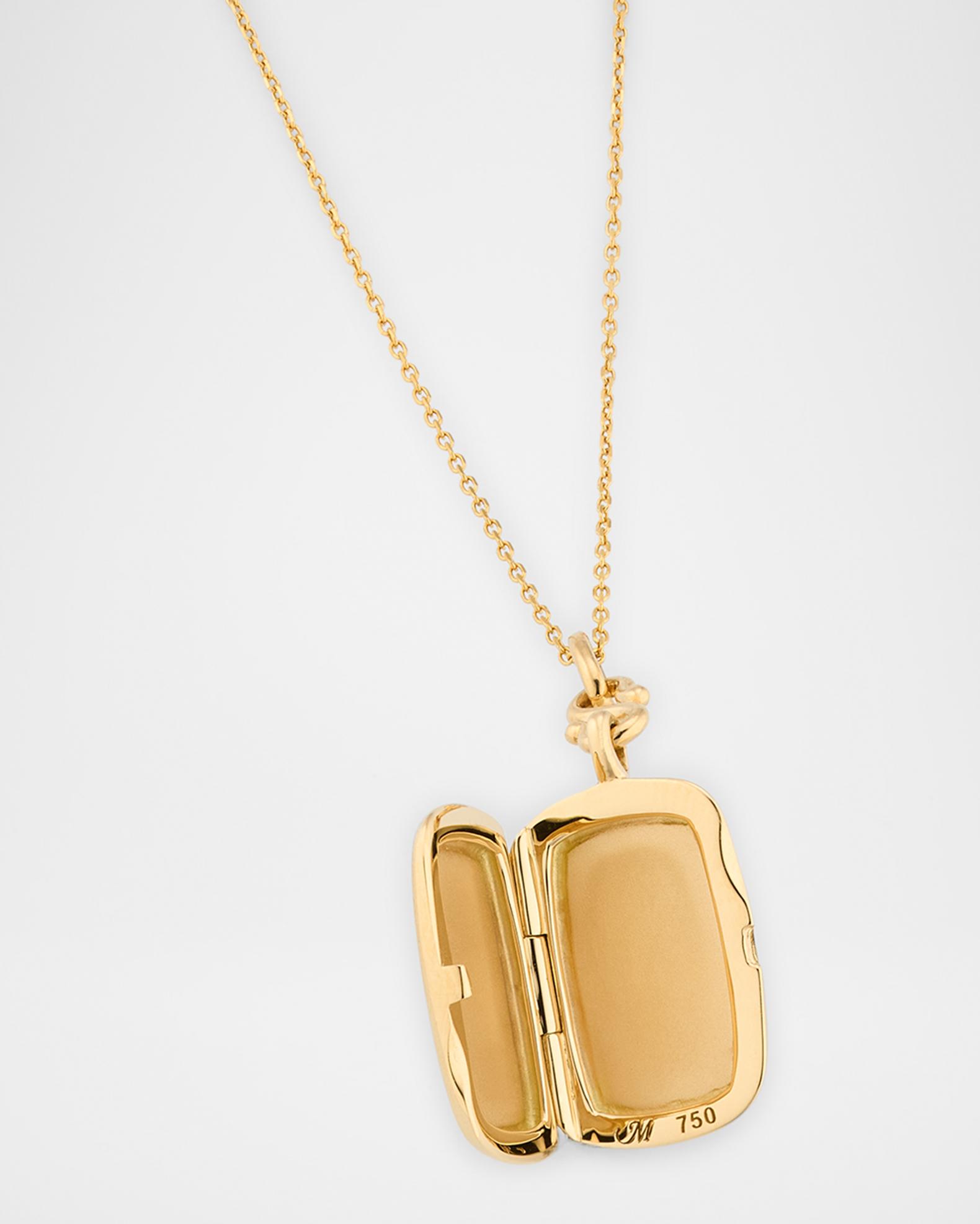 Monica Rich Kosann 18K Gold Slim Brit Locket on Chain | Neiman Marcus