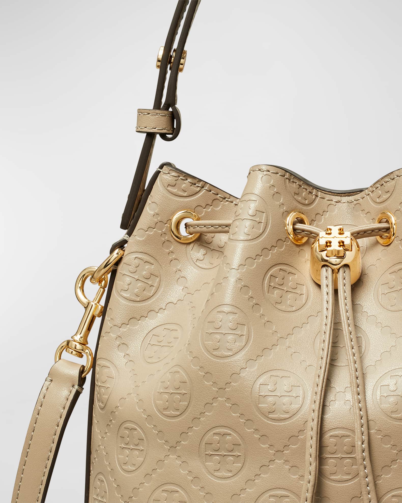 Tory Burch T Monogram Leather Bucket Bag | Neiman Marcus