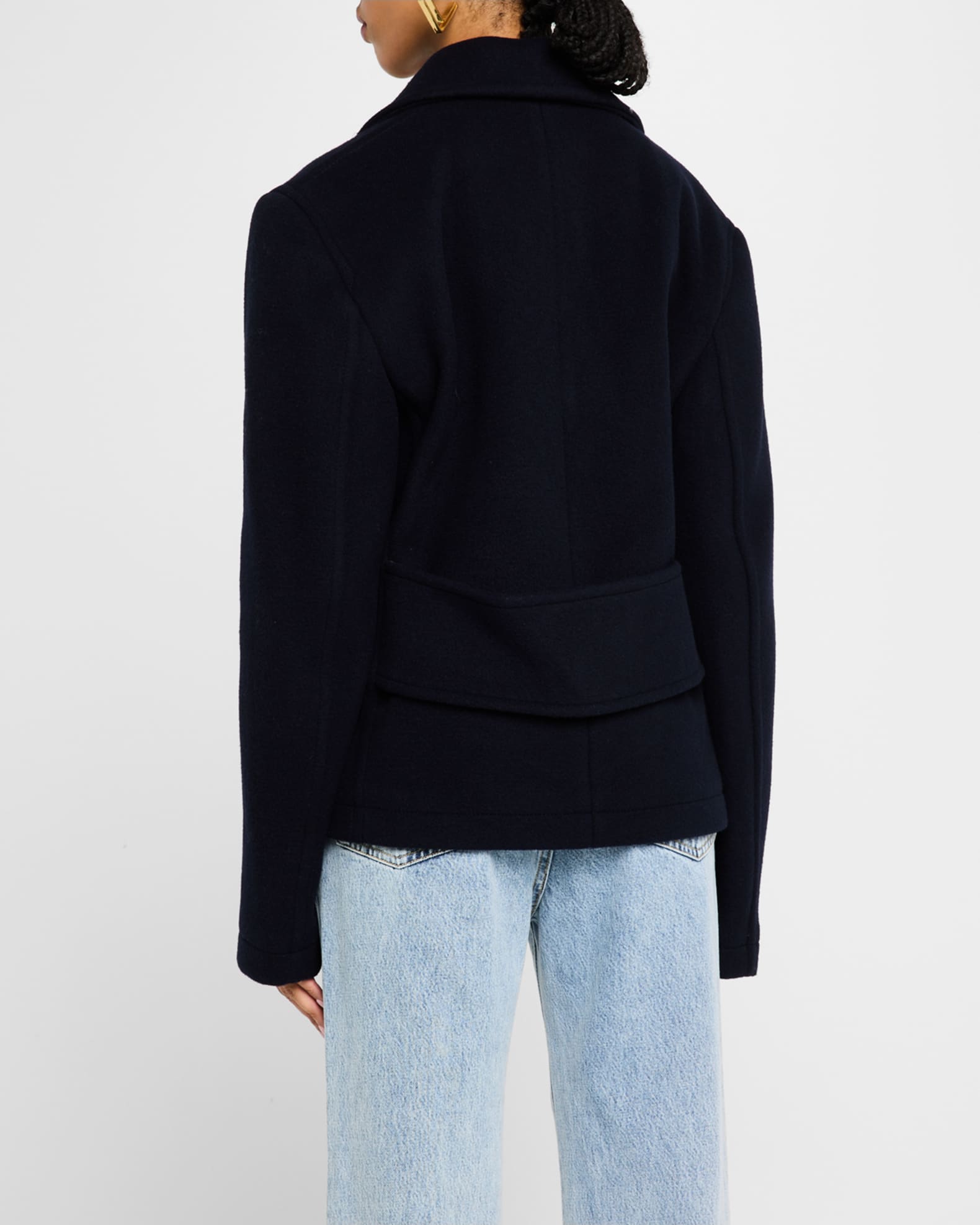 Toteme Oversized Cropped Wool Peacoat | Neiman Marcus