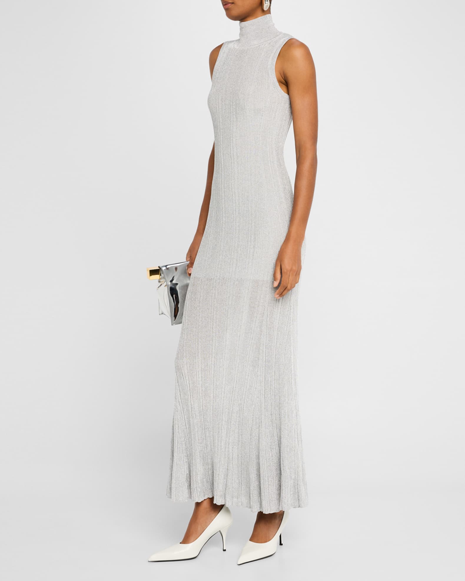 A.L.C. Arden Metallic Knit Turtleneck Maxi Dress | Neiman Marcus