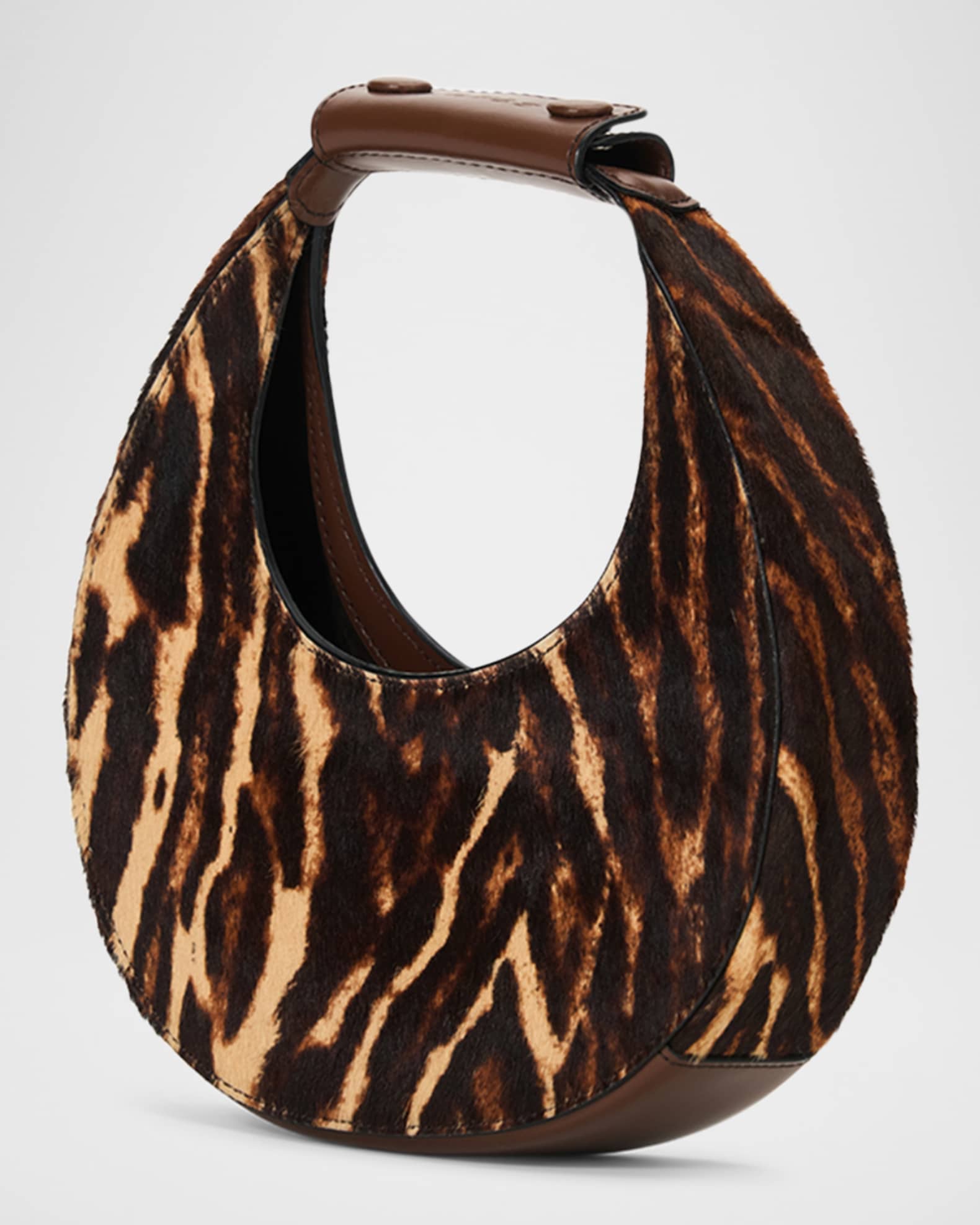 STAUD Goodnight Moon Leopard Faux Hair Top-Handle Bag | Neiman Marcus
