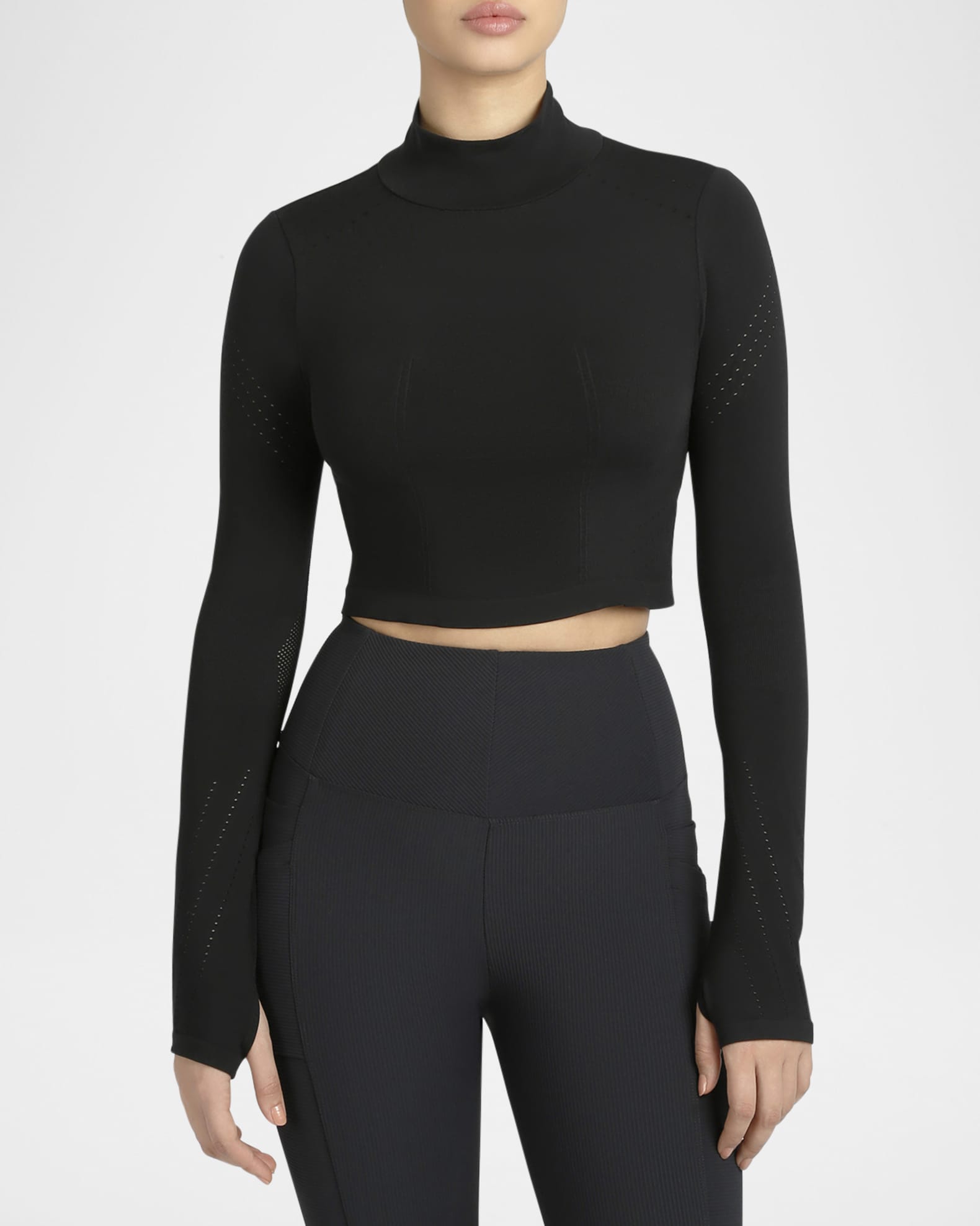 Blanc Noir Seamless Mock-Neck Crop Top | Neiman Marcus