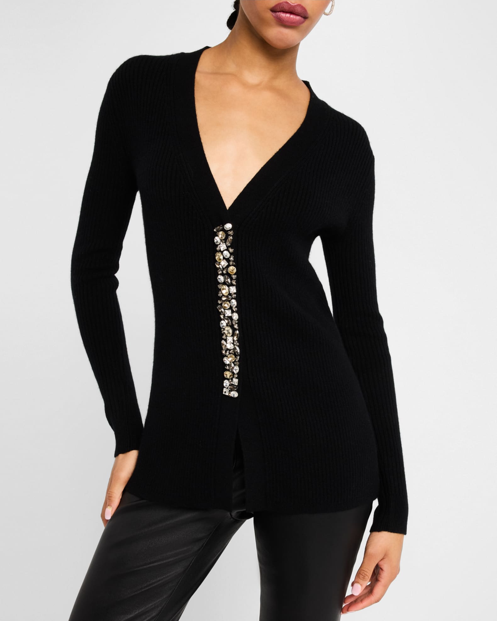 Neiman Marcus Cashmere Collection Cashmere Rhinestone-Embellished ...