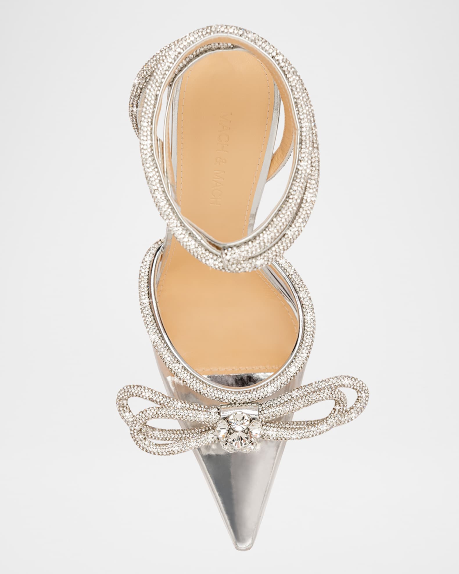 MACH & MACH Strass Double Bow Clear Ankle-Strap Pumps | Neiman Marcus