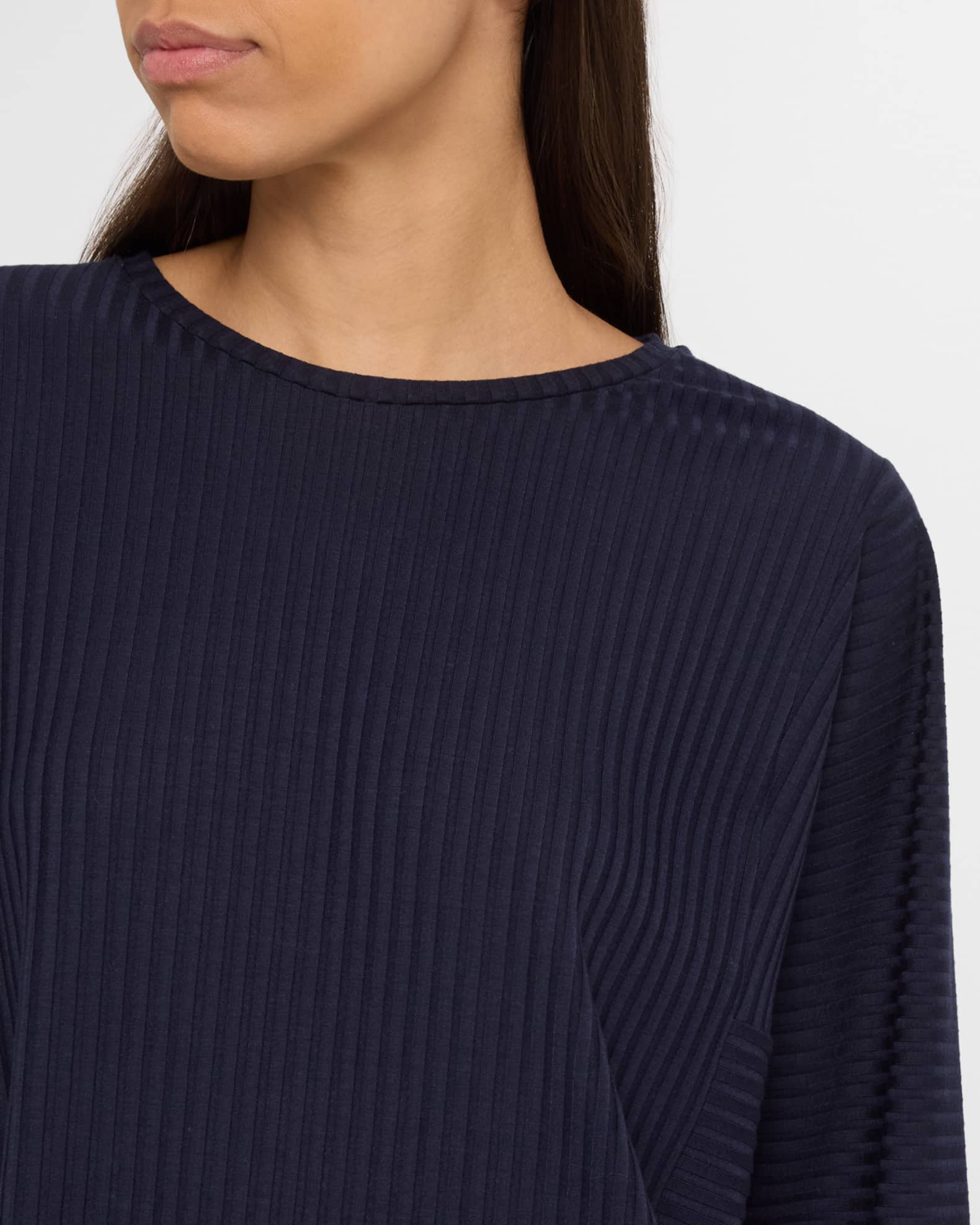 Eileen Fisher Crewneck Textured Stretch Rib Tunic | Neiman Marcus
