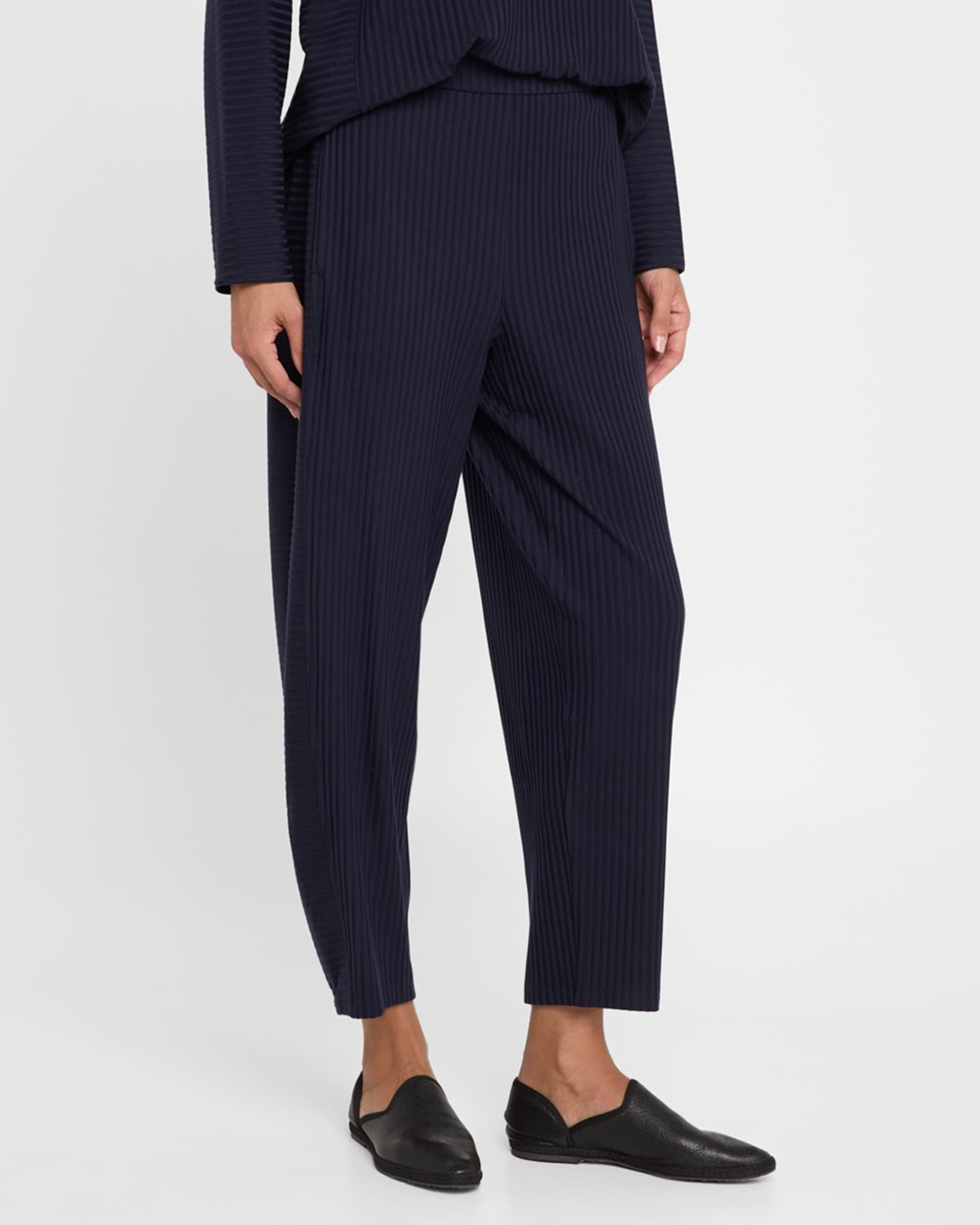 Eileen Fisher Cropped Stretch Rib Lantern Pants | Neiman Marcus