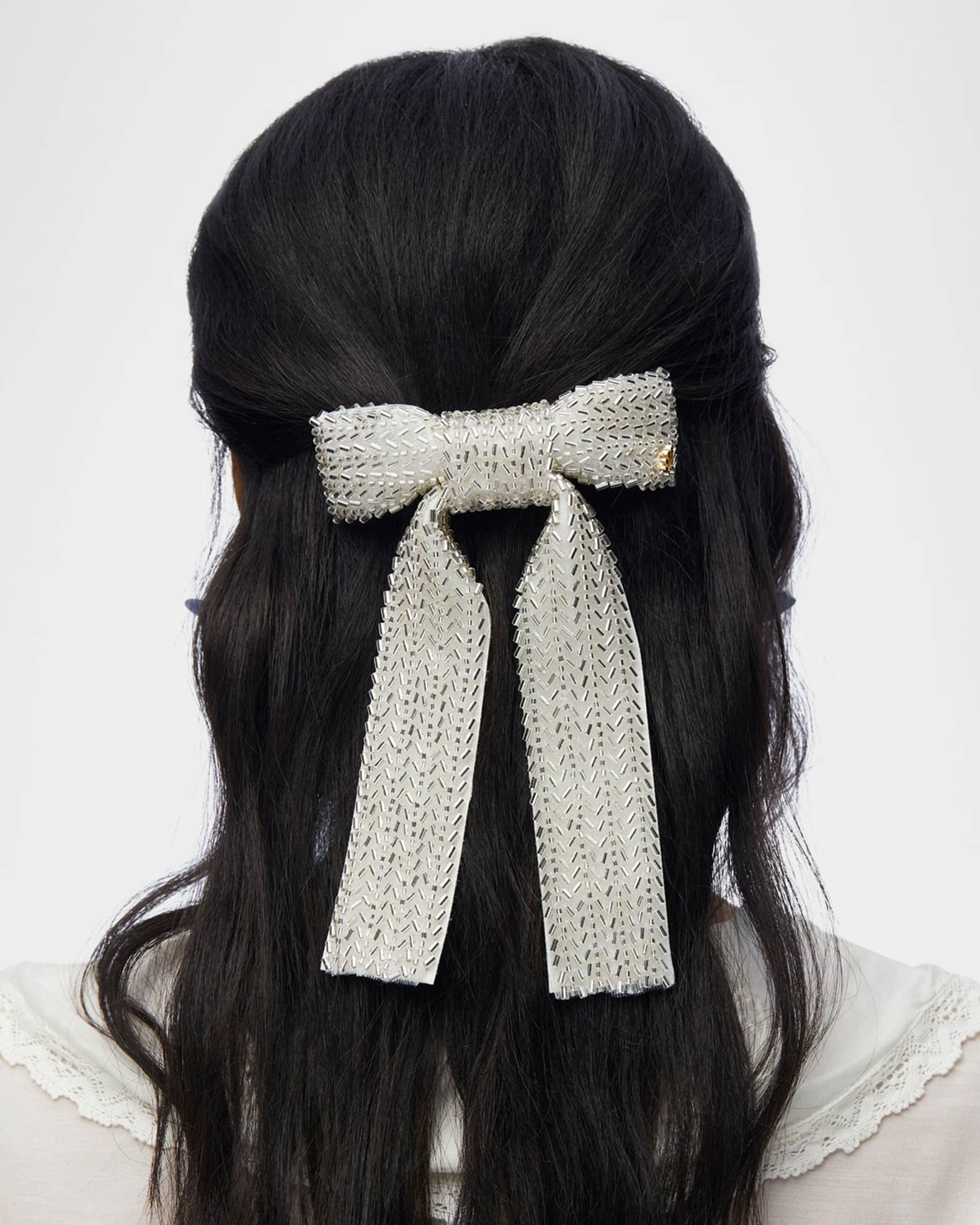 Lele Sadoughi Margot Beaded Bow Barrette | Neiman Marcus