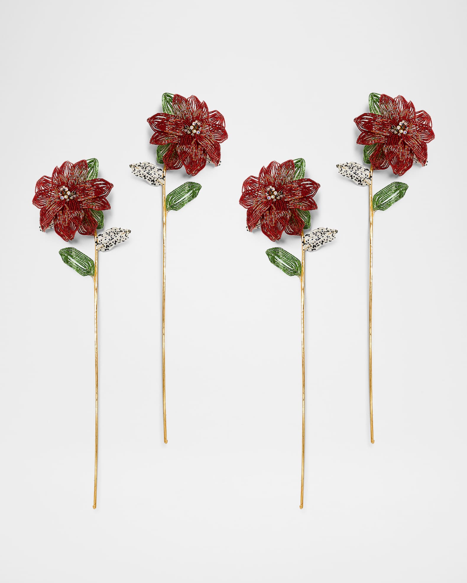 MacKenzie-Childs Poinsettia Beaded Stems, Set of 4 | Neiman Marcus