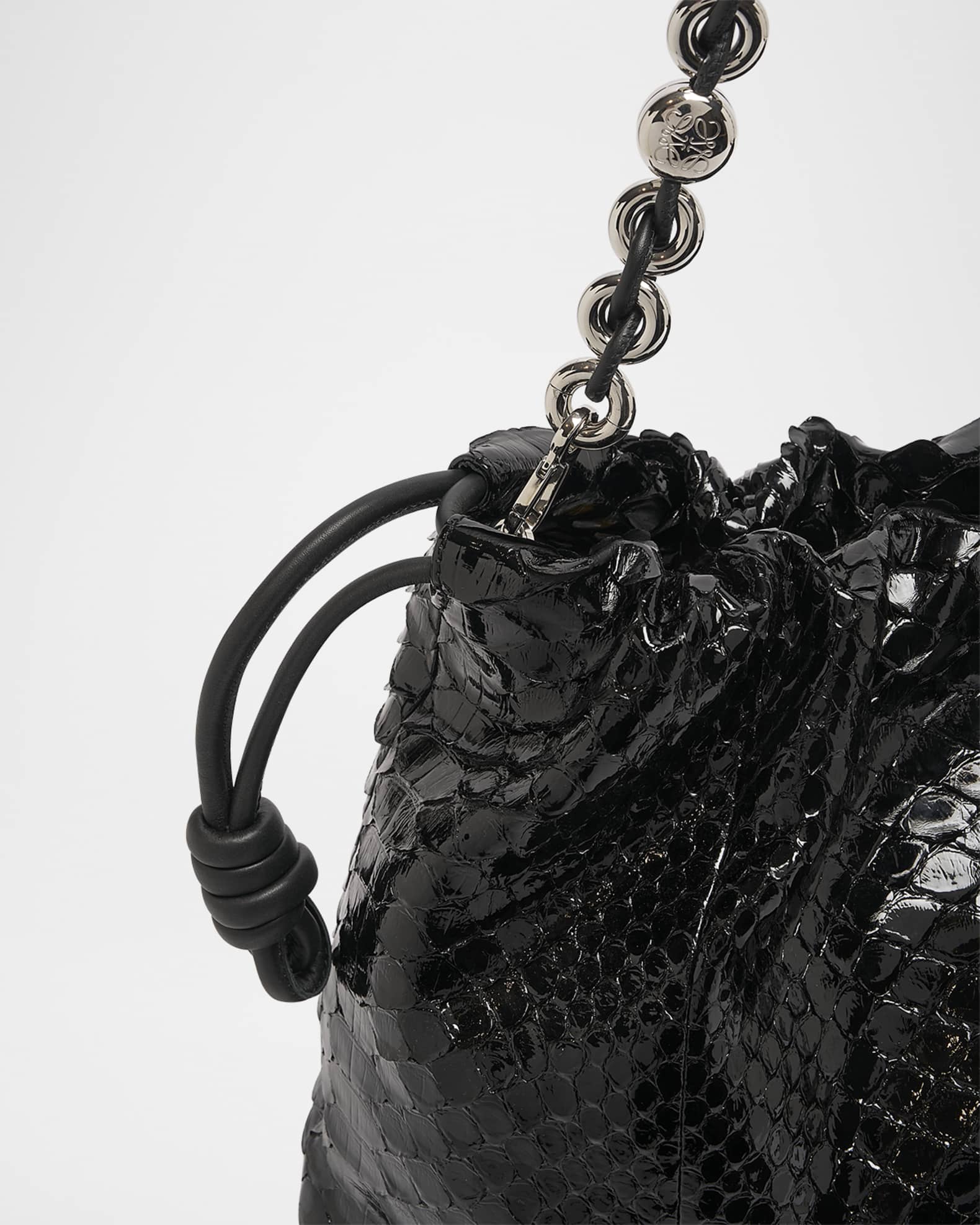 Loewe Flamenco Large Shoulder Bag in Patent Python | Neiman Marcus