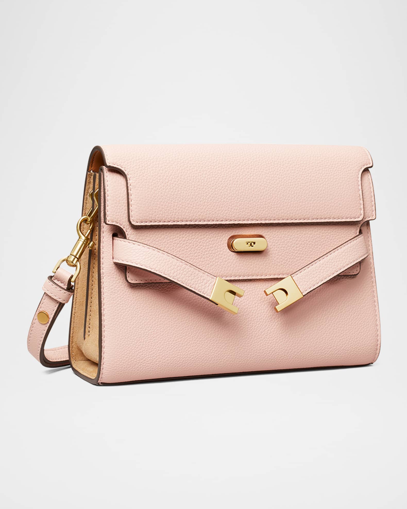 Tory Burch Lee Radziwill Pebbled Leather Shoulder Bag | Neiman Marcus