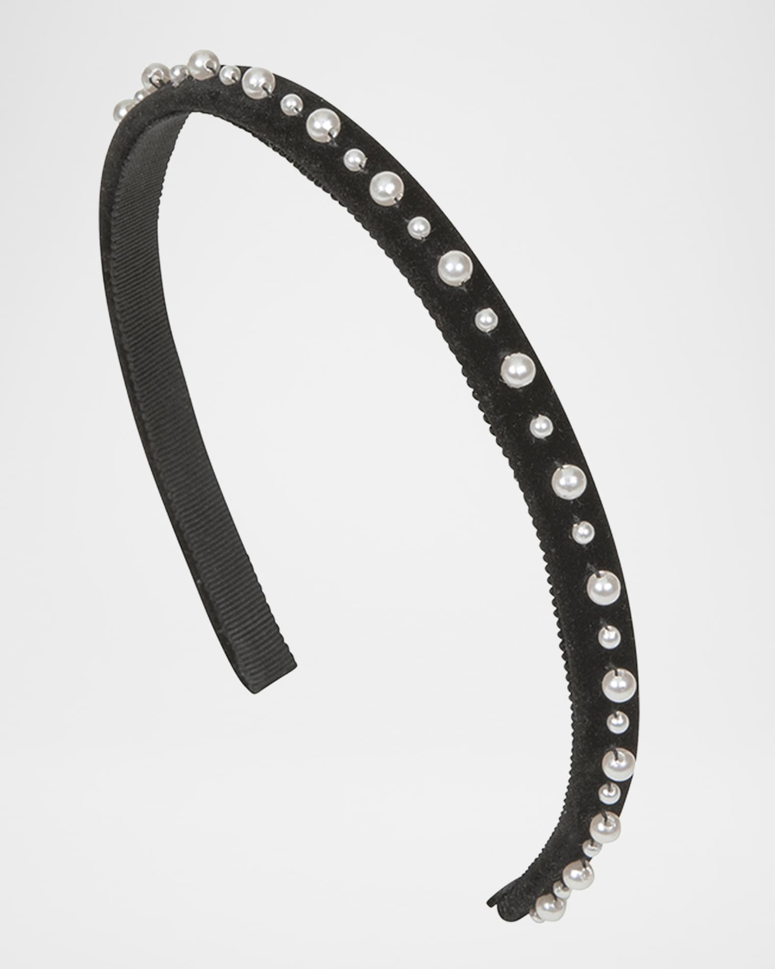 Jennifer Behr Lulu Velvet Pearly Headband Neiman Marcus
