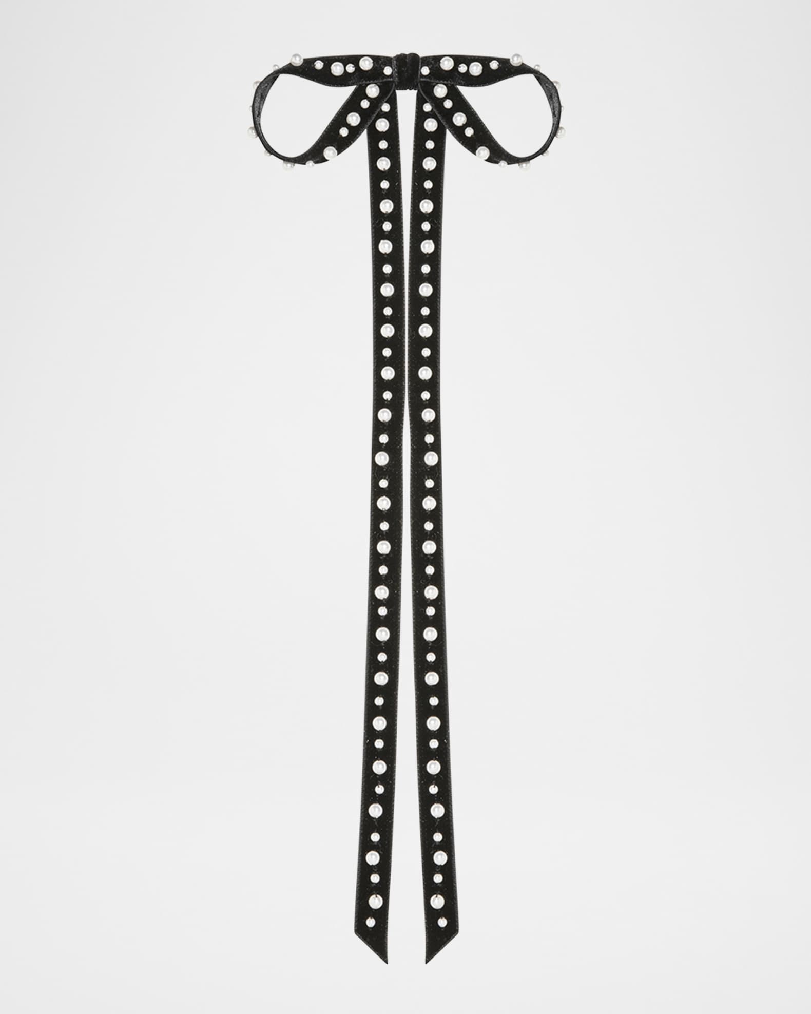 Jennifer Behr Annalee Pearly Velvet Bow Barrette | Neiman Marcus