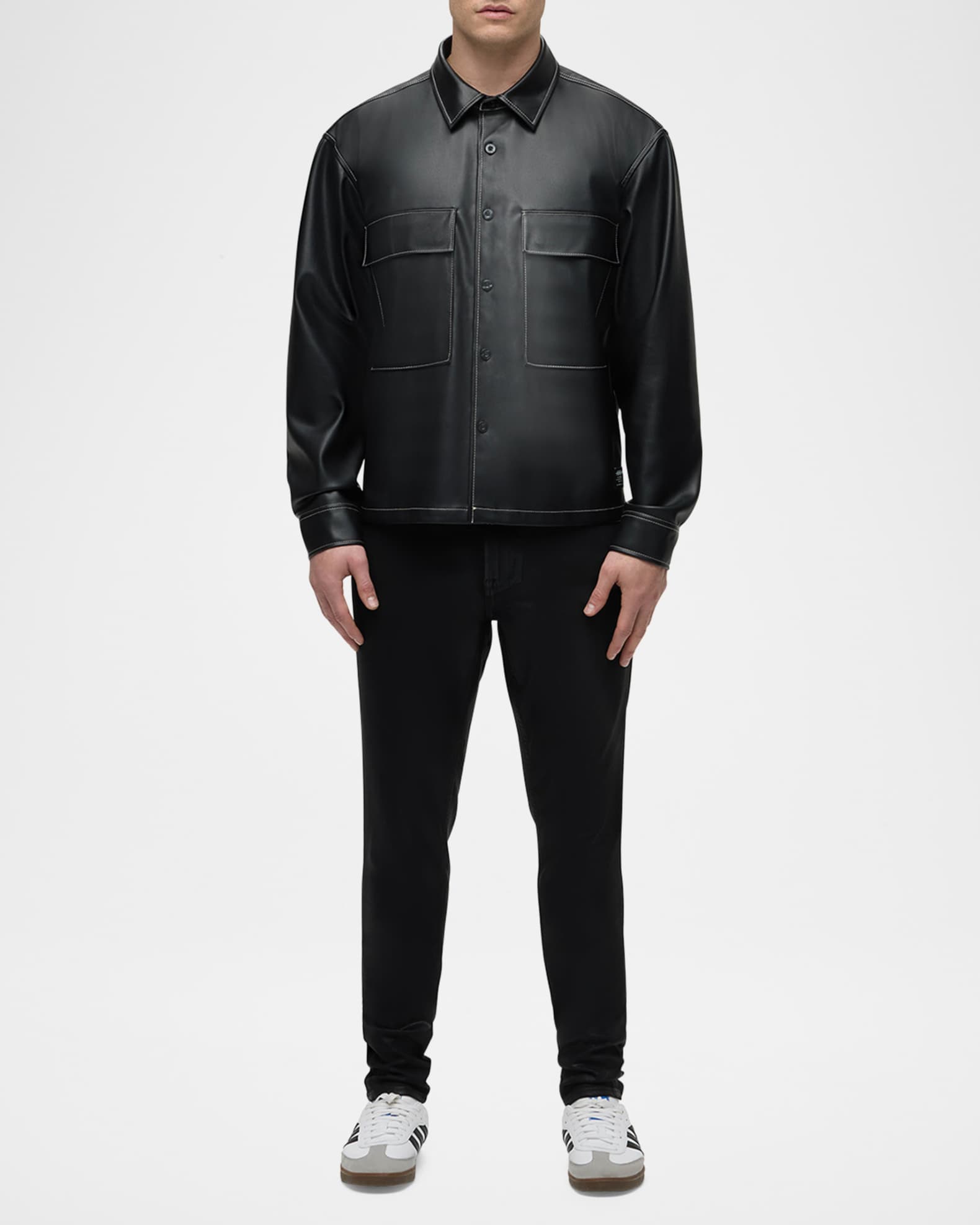 Hudson Men's Faux-Leather Overshirt | Neiman Marcus
