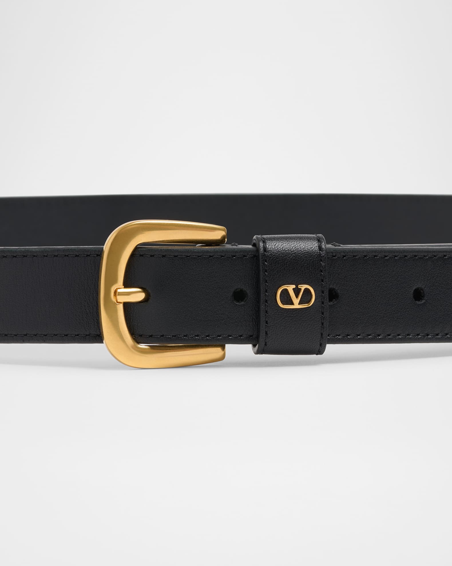 Valentino Garavani Men's Mini VLogo Leather Belt | Neiman Marcus