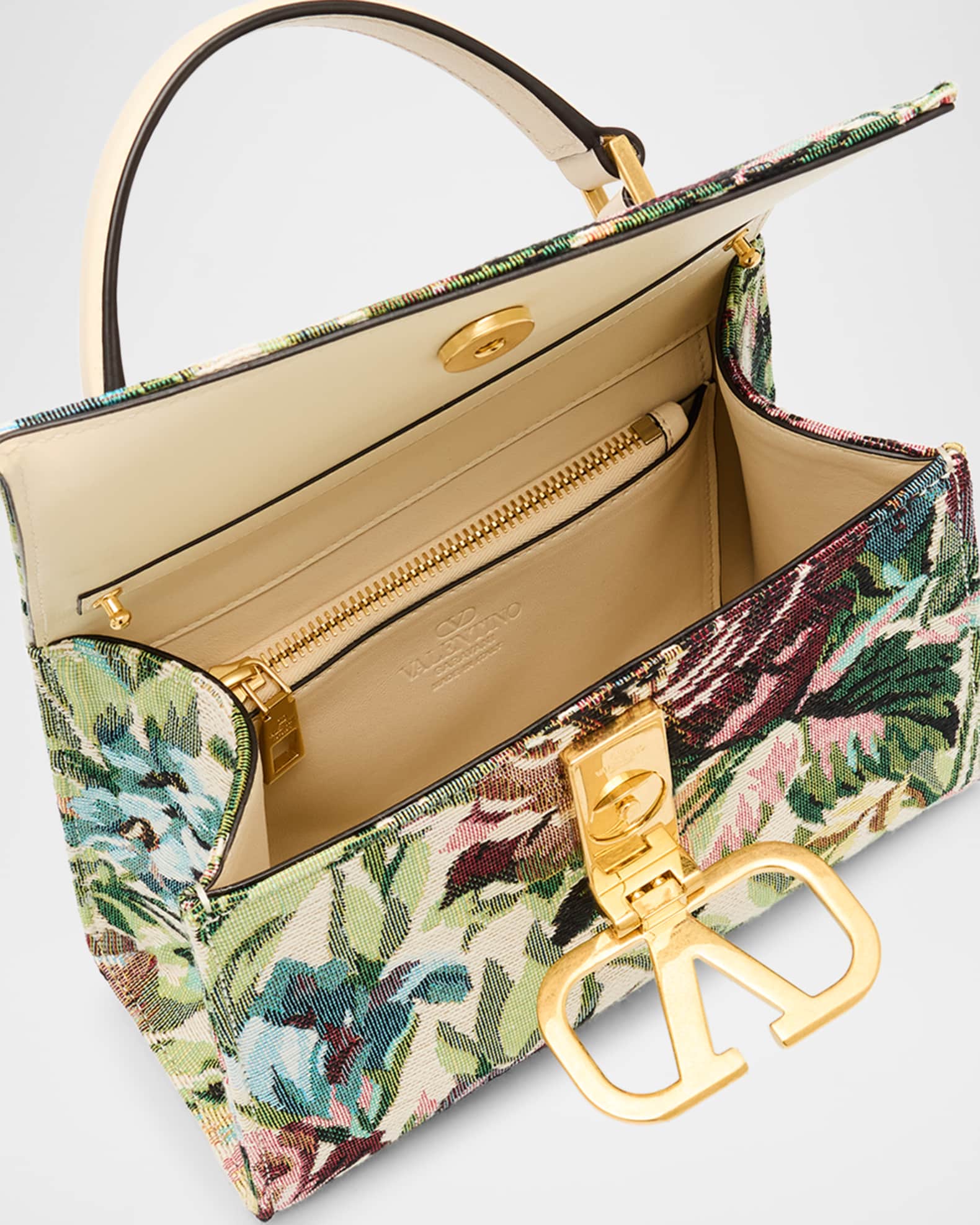 Valentino Garavani VSLING Floral Embroidered Small Top Handle Bag ...
