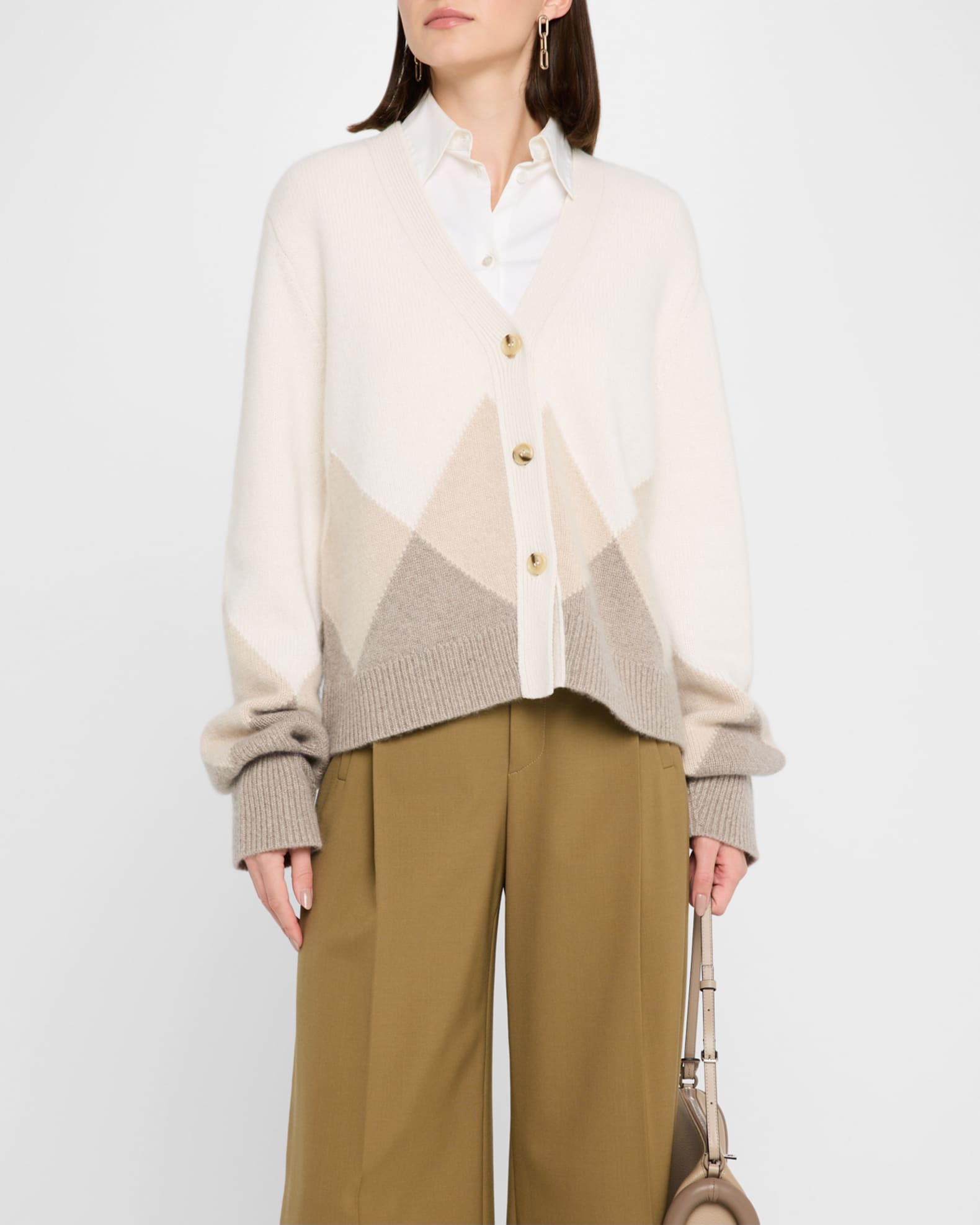 arch4 Lydia Intarsia Cashmere Cardigan | Neiman Marcus