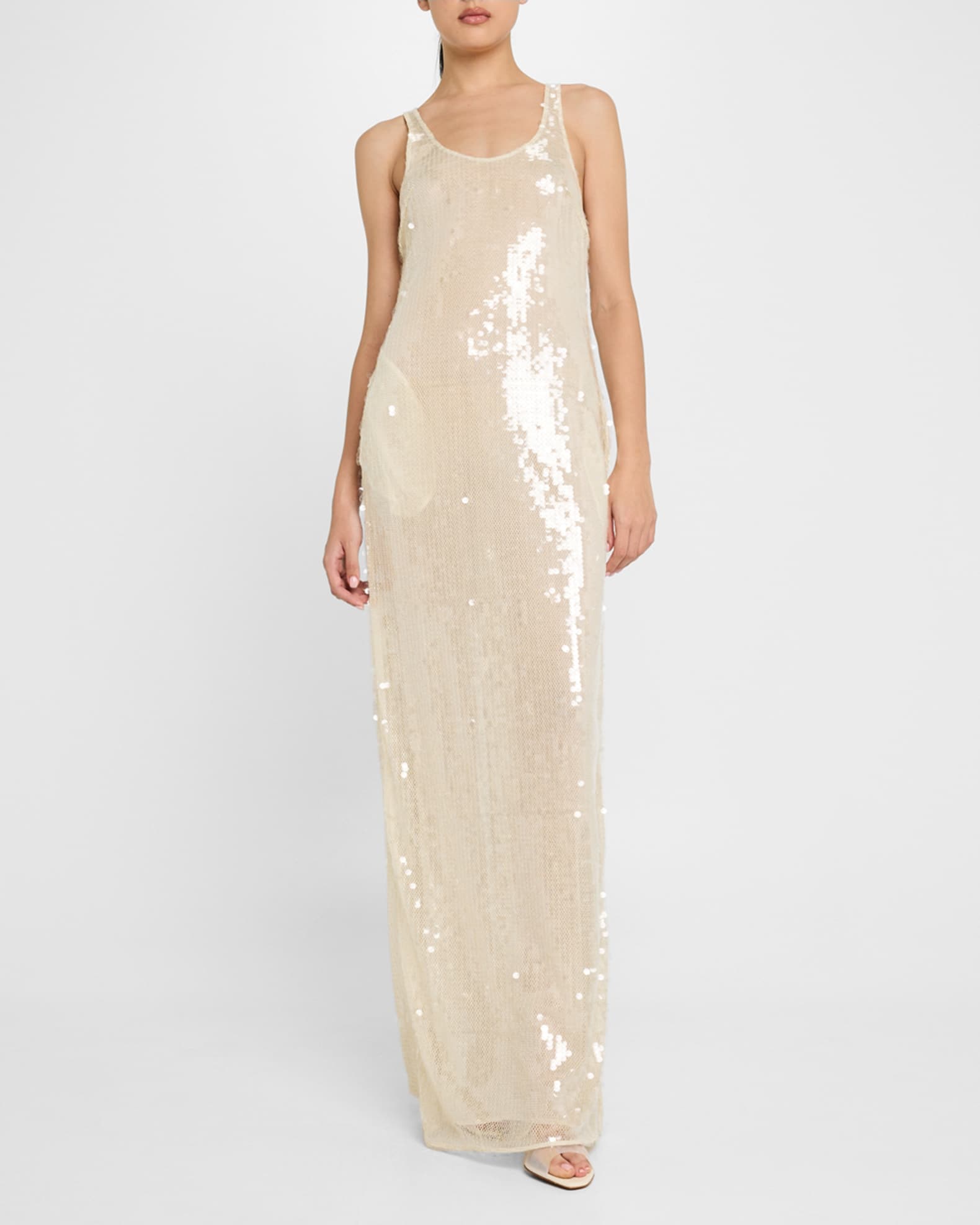 Stella McCartney Long Sheer Sequined Tank Gown | Neiman Marcus
