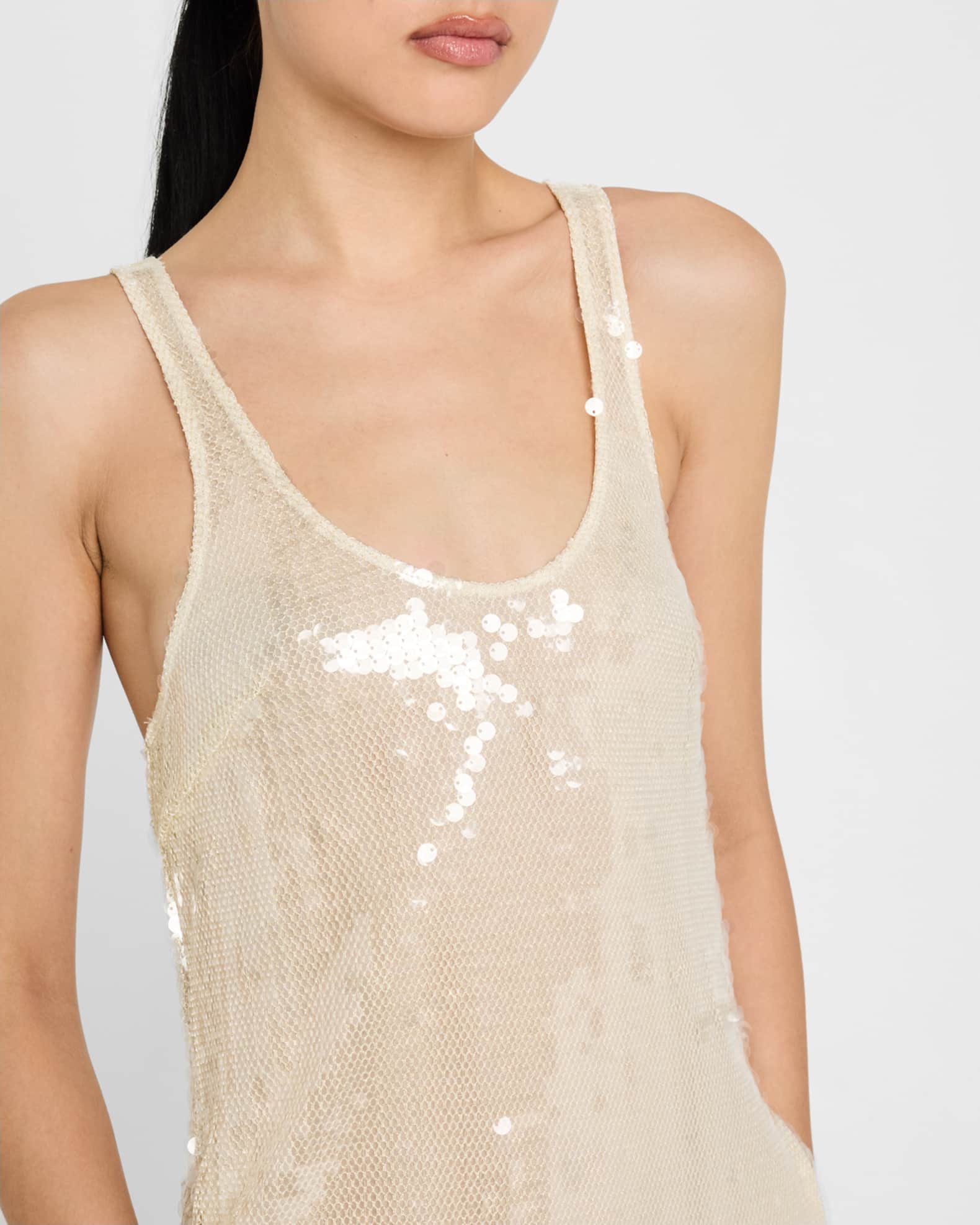 Stella McCartney Long Sheer Sequined Tank Gown | Neiman Marcus
