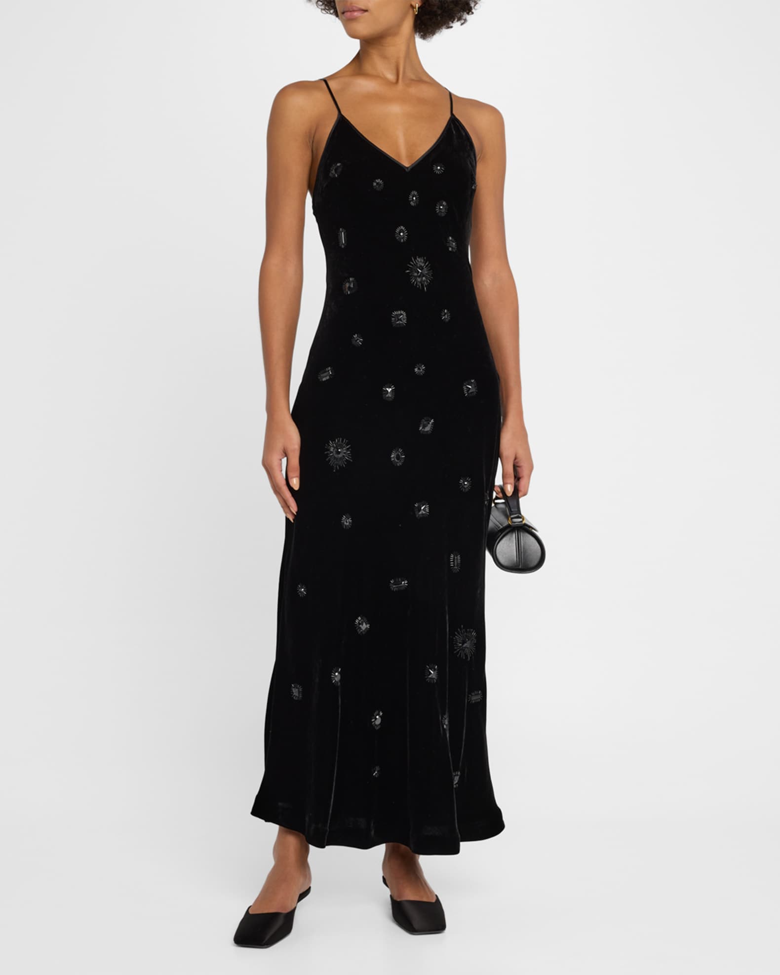 La Ligne Spaghetti-Strap Velvet Slip Dress | Neiman Marcus