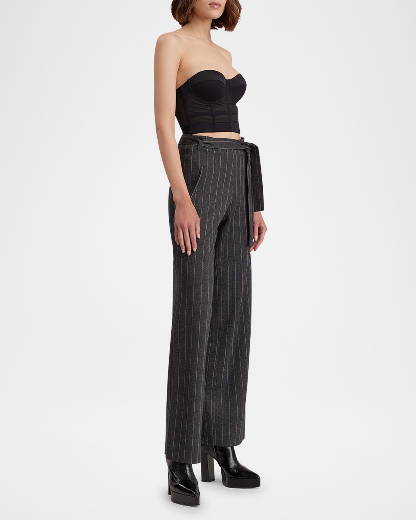 Anne Fontaine Princeton Striped Tie-Waist Pants | Neiman Marcus