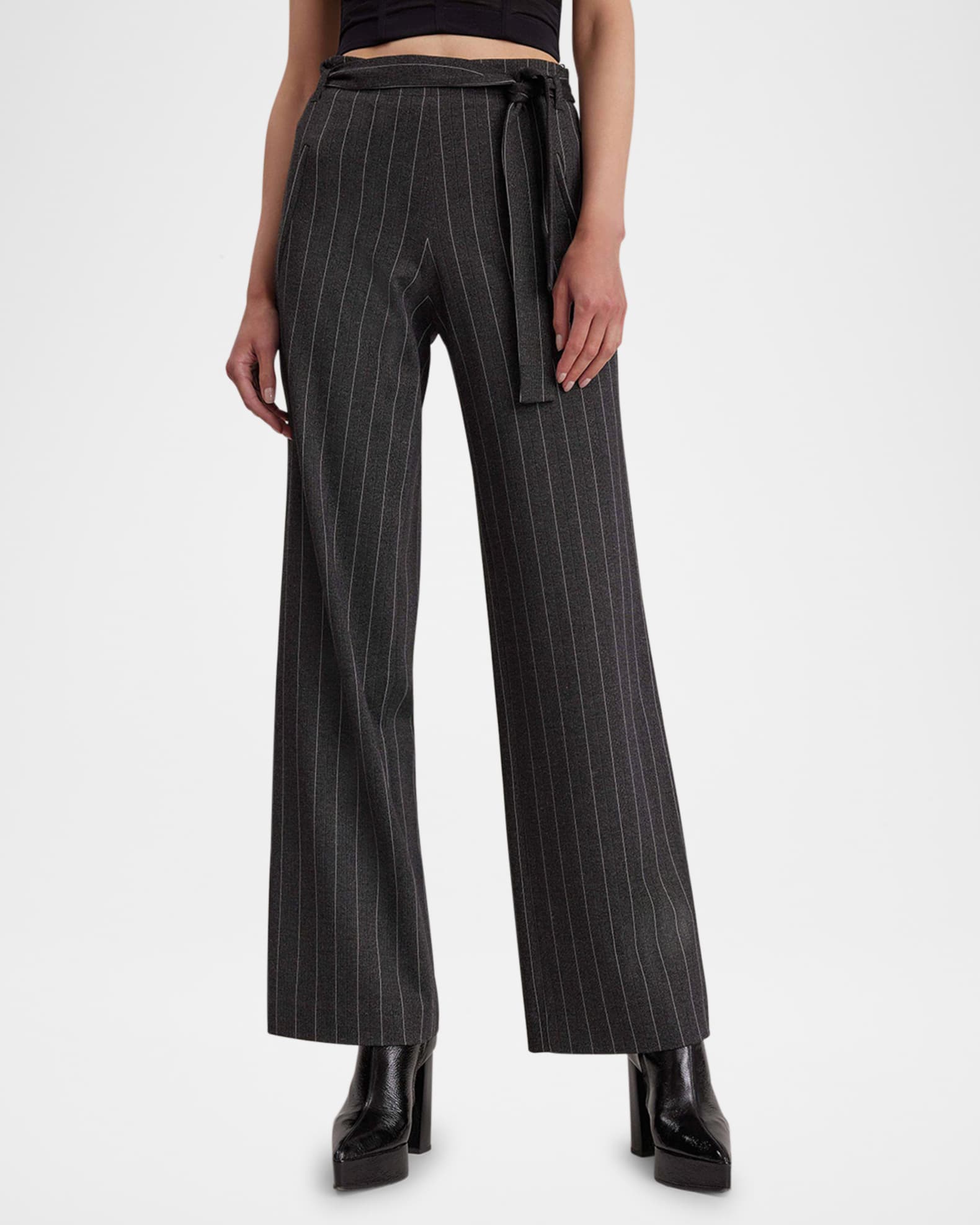 Anne Fontaine Princeton Striped Tie-Waist Pants | Neiman Marcus