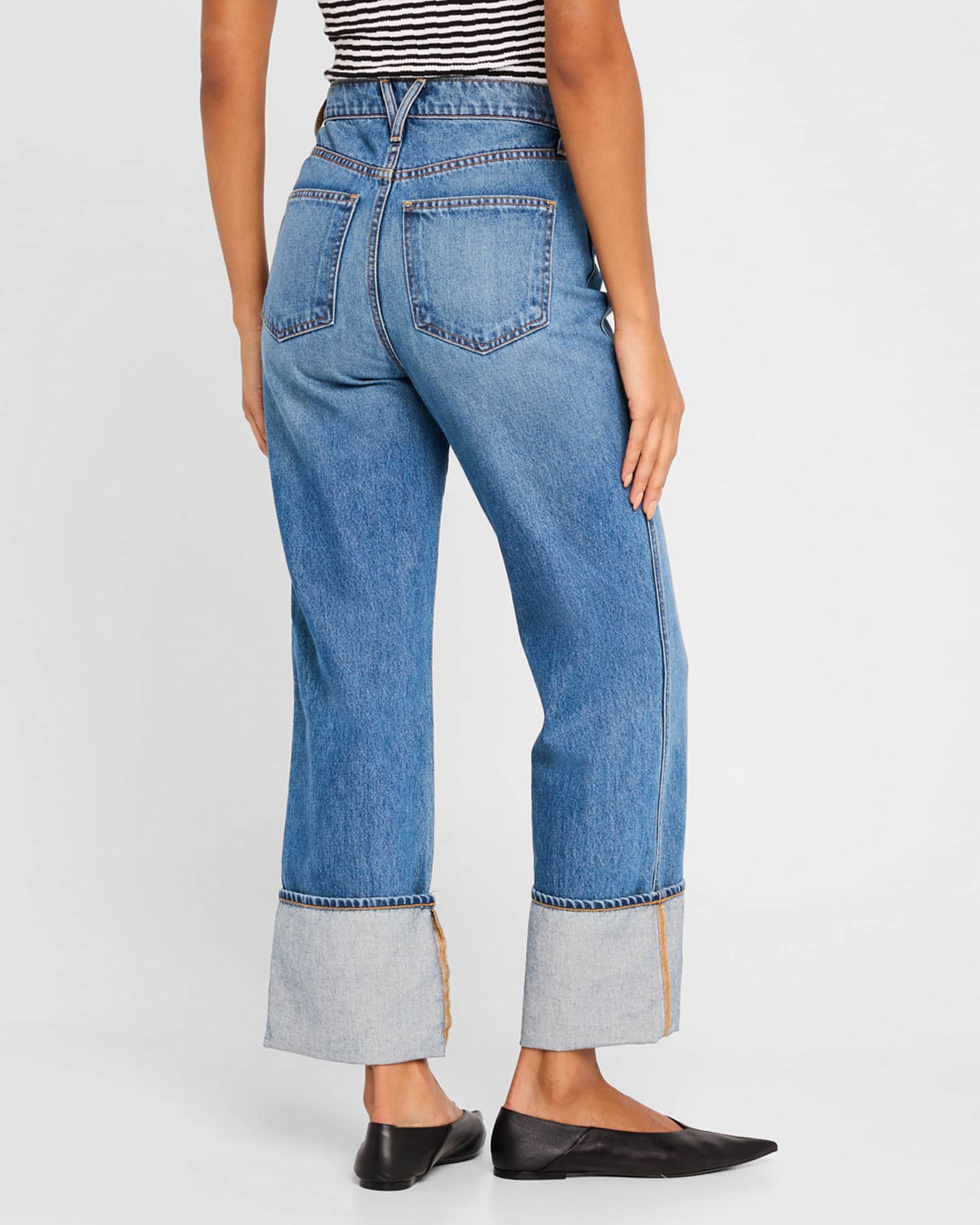 Veronica Beard Dylan High-Rise Straight Cuffed Jeans | Neiman Marcus