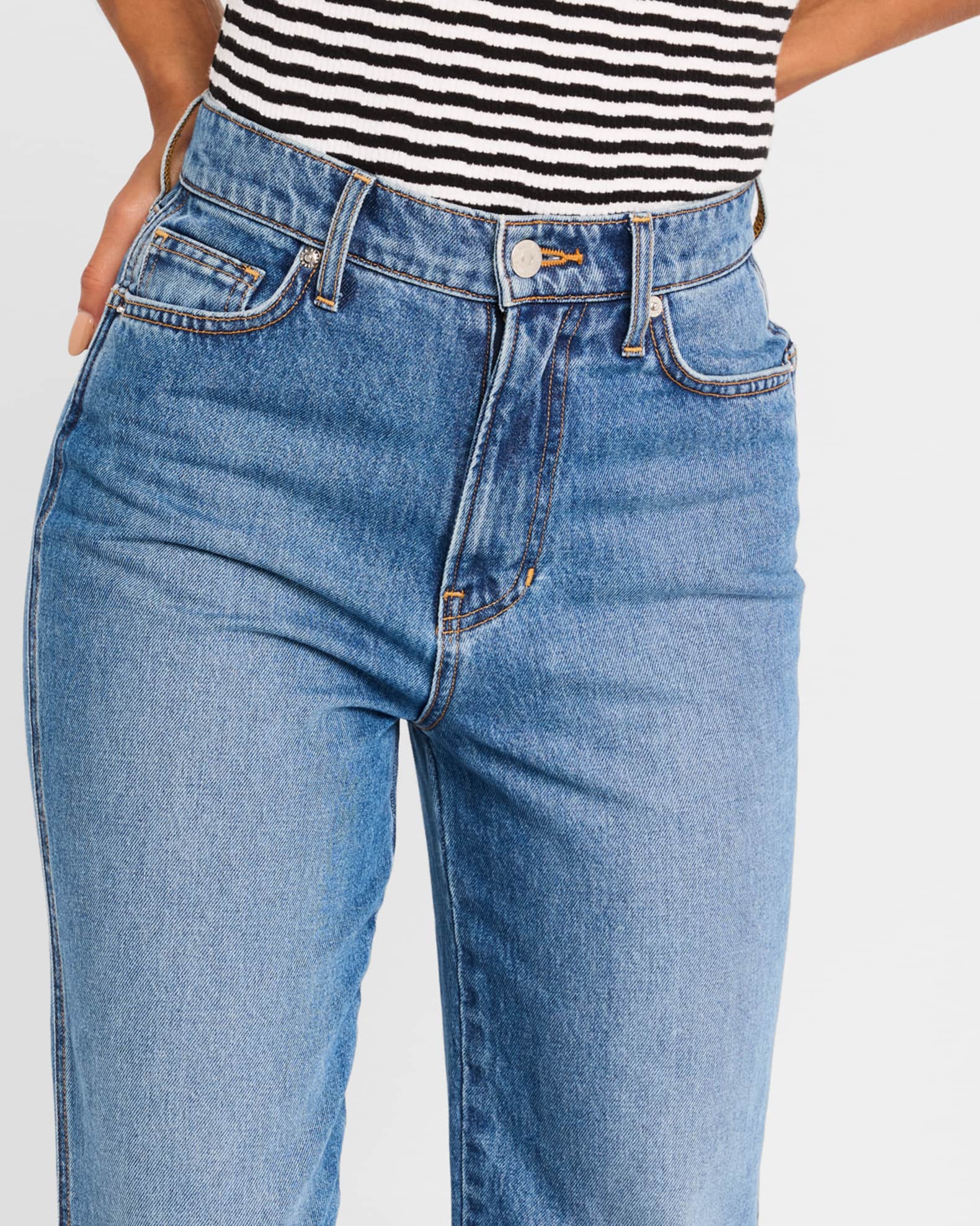 Veronica Beard Dylan High-Rise Straight Cuffed Jeans | Neiman Marcus