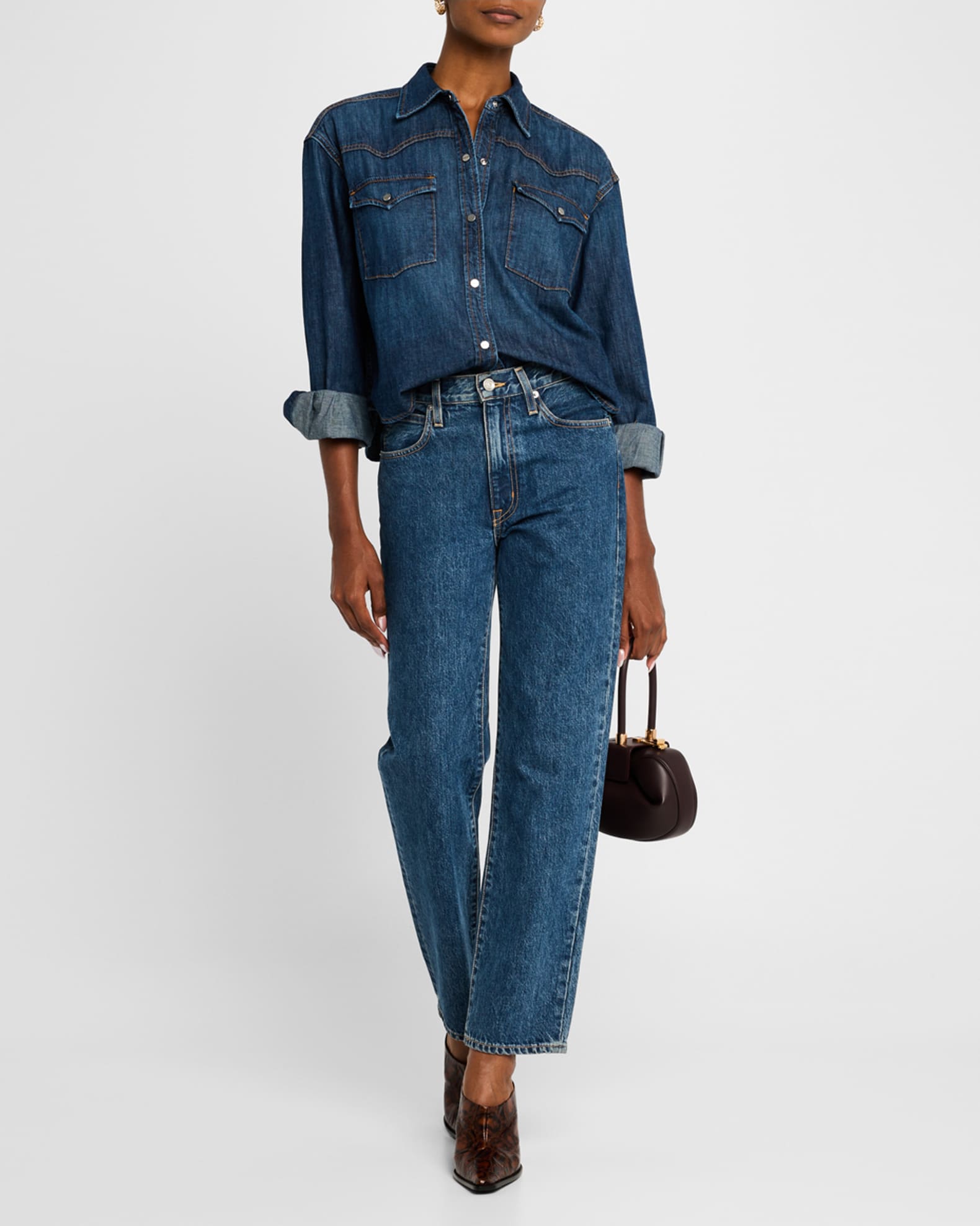TWP Cropped OG Denim Shirt | Neiman Marcus