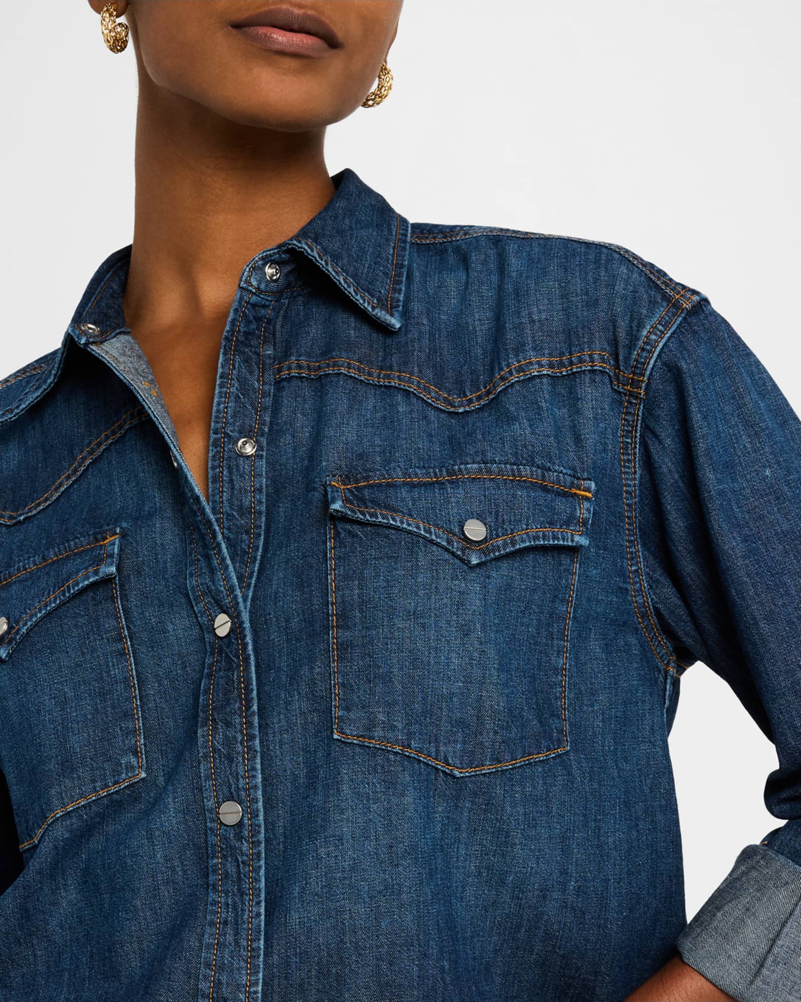 TWP Cropped OG Denim Shirt | Neiman Marcus