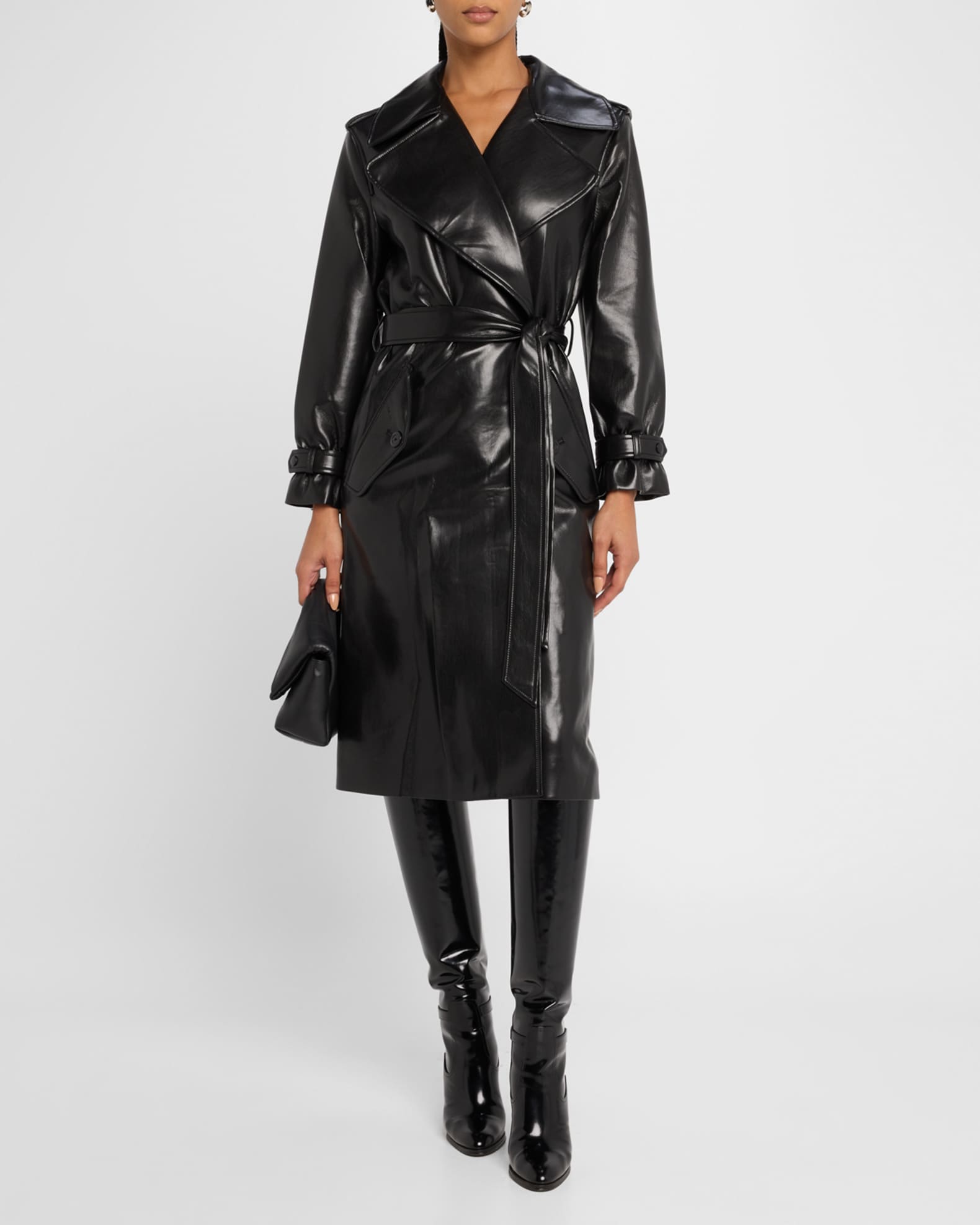 Alice + Olivia Nevada Vegan Leather Trench Coat | Neiman Marcus
