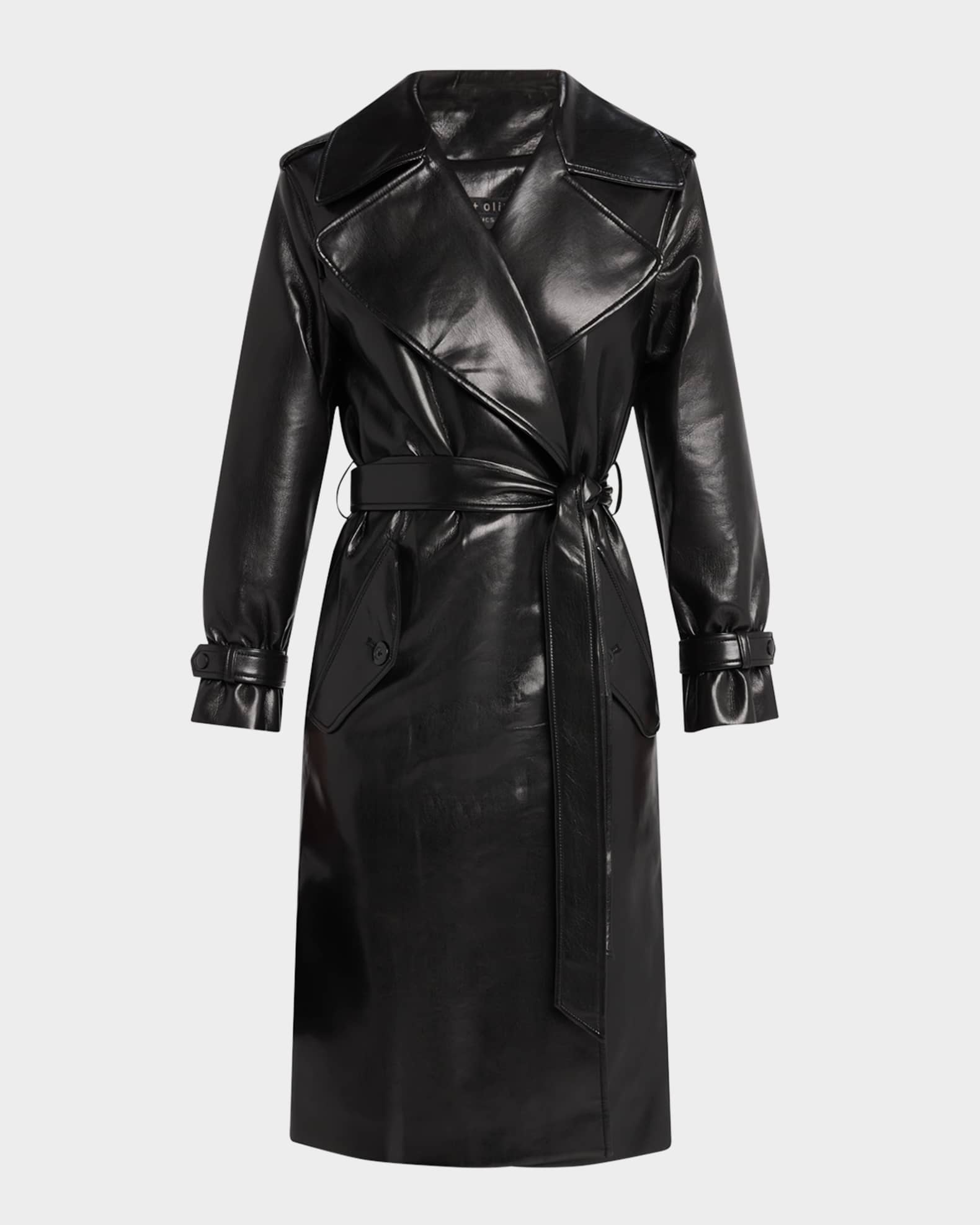 Alice + Olivia Nevada Vegan Leather Trench Coat | Neiman Marcus