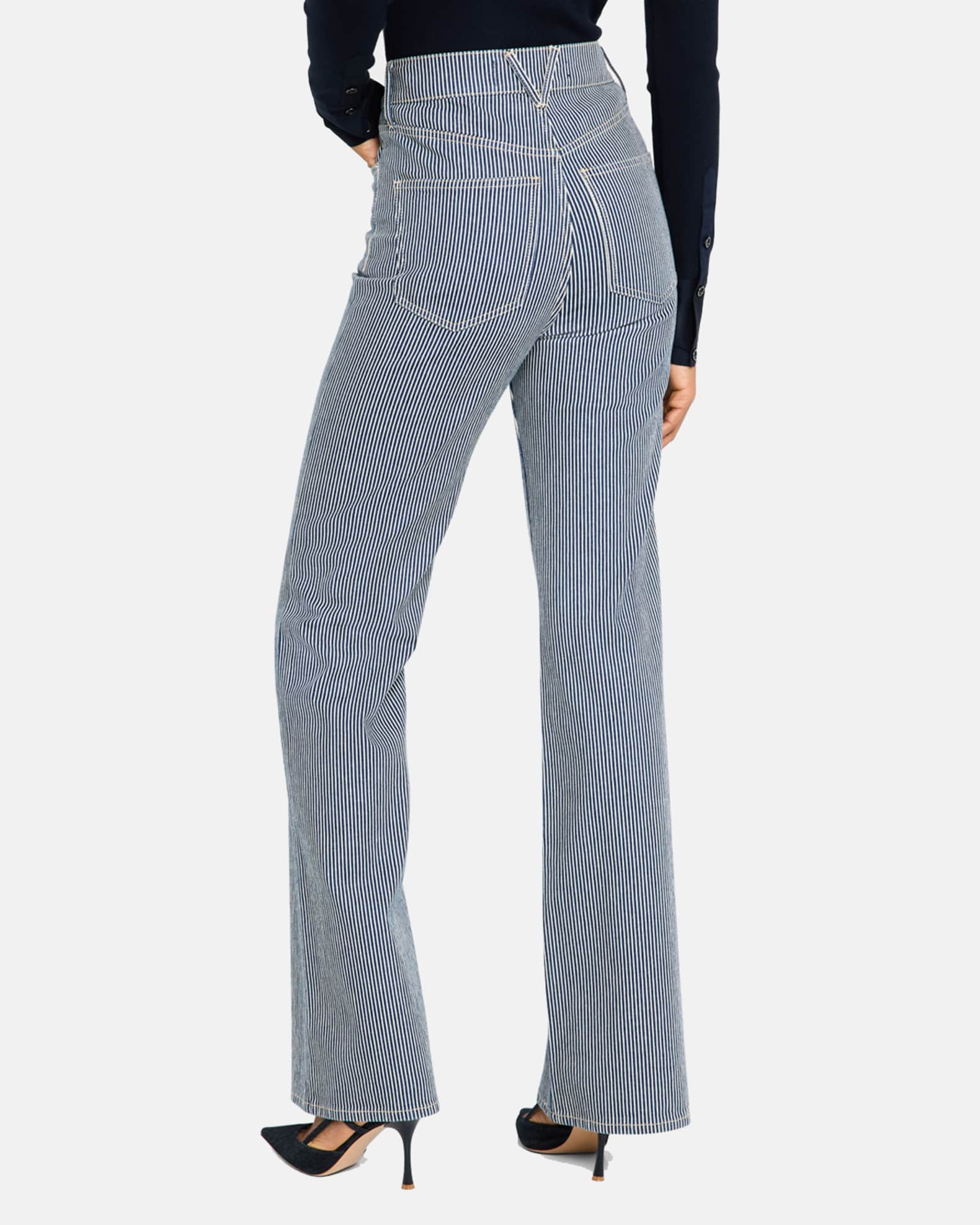 Veronica Beard Crosbie Wide-Leg Stripe Jeans | Neiman Marcus