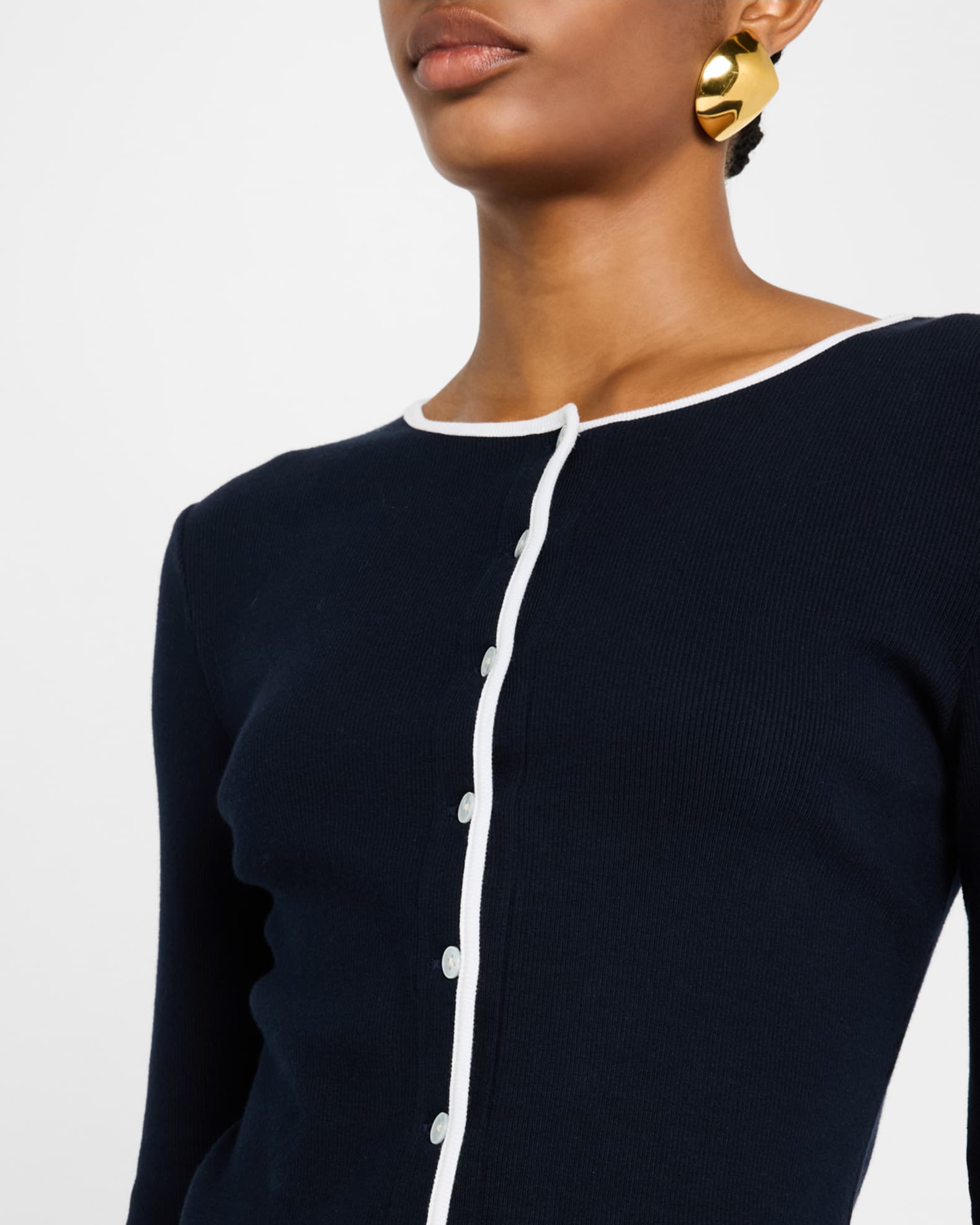 Veronica Beard Wilmer Contrast Trim Cardigan | Neiman Marcus