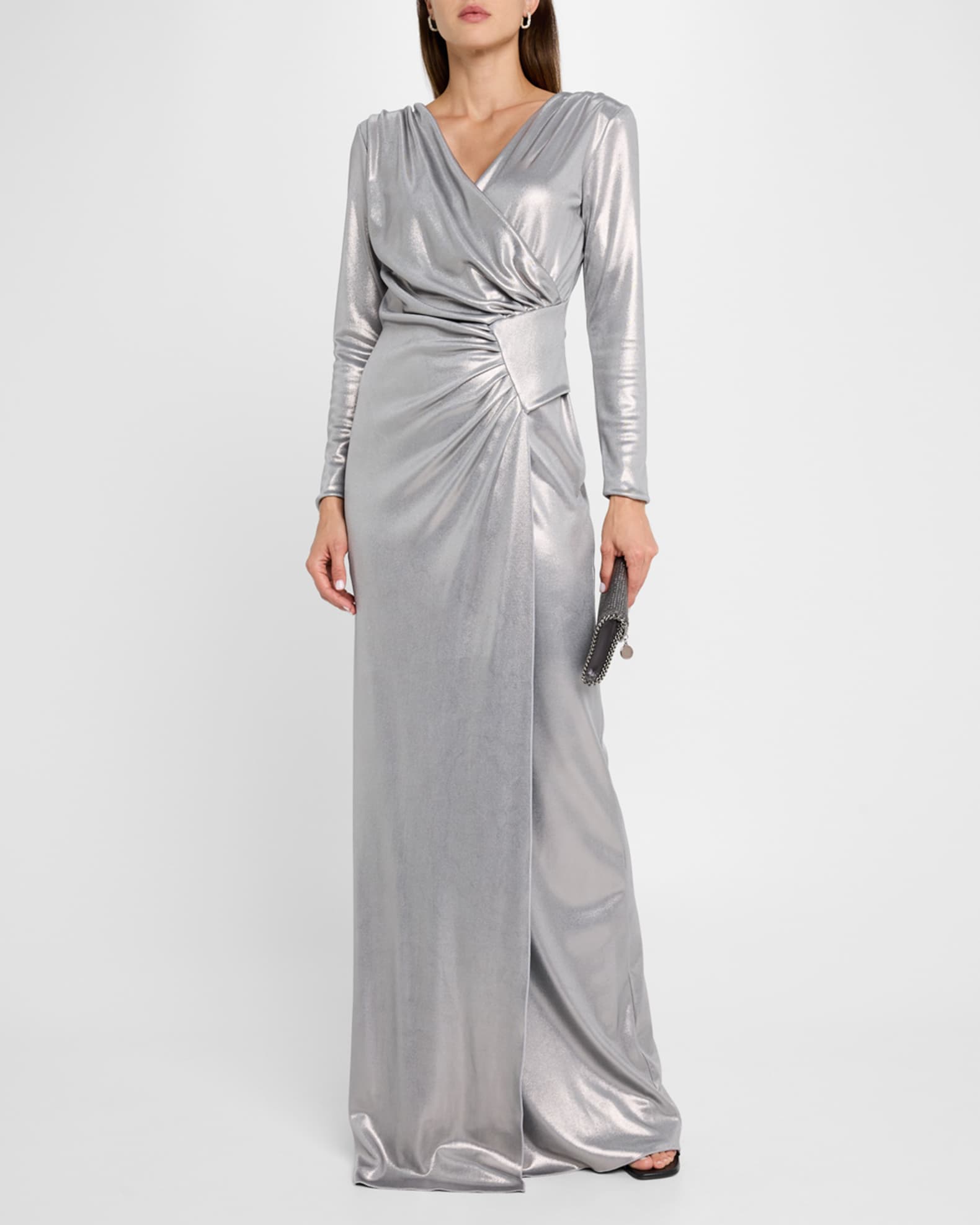 Chiara Boni La Petite Robe Ruched Metallic Column Gown | Neiman Marcus