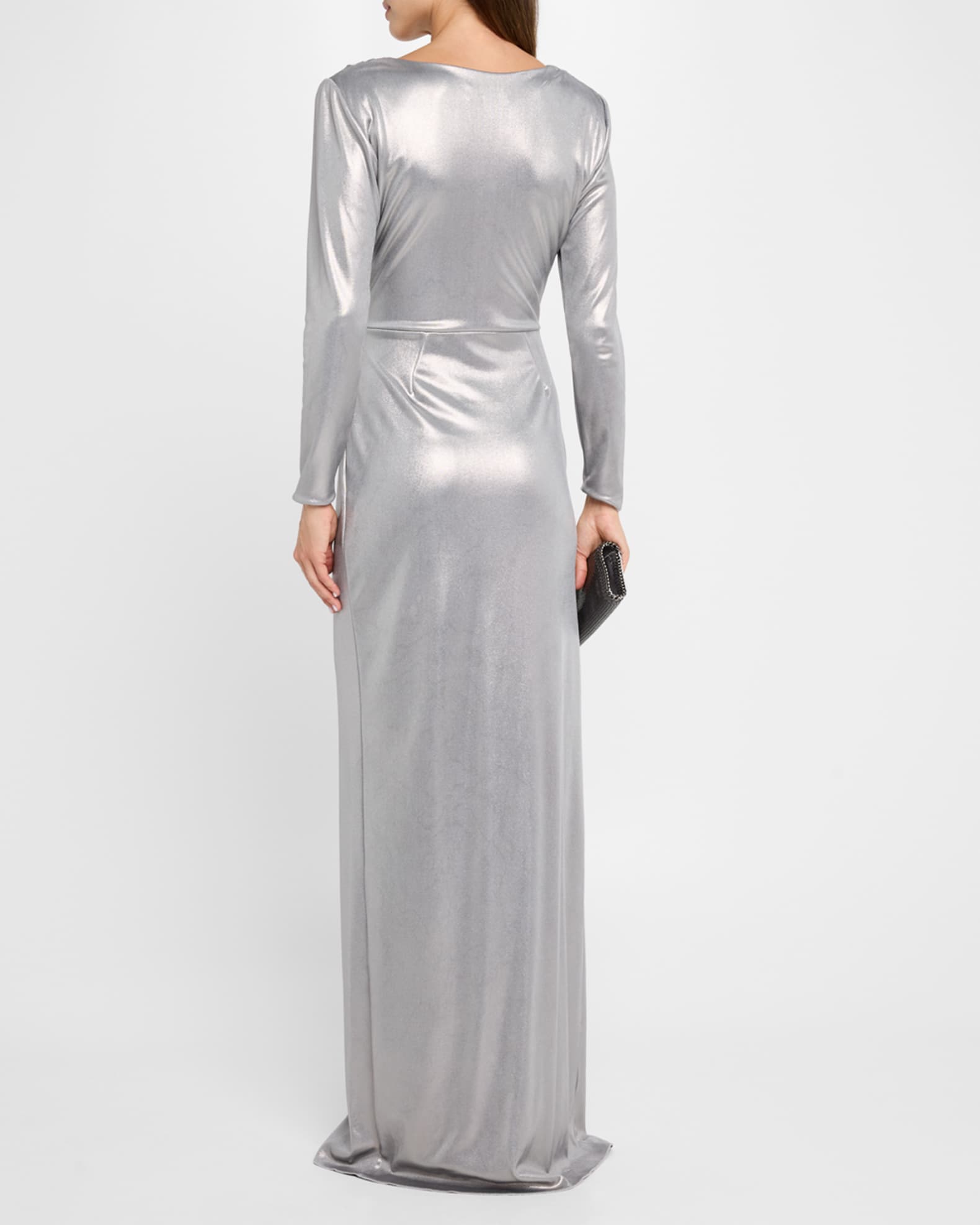 Chiara Boni La Petite Robe Ruched Metallic Column Gown | Neiman Marcus