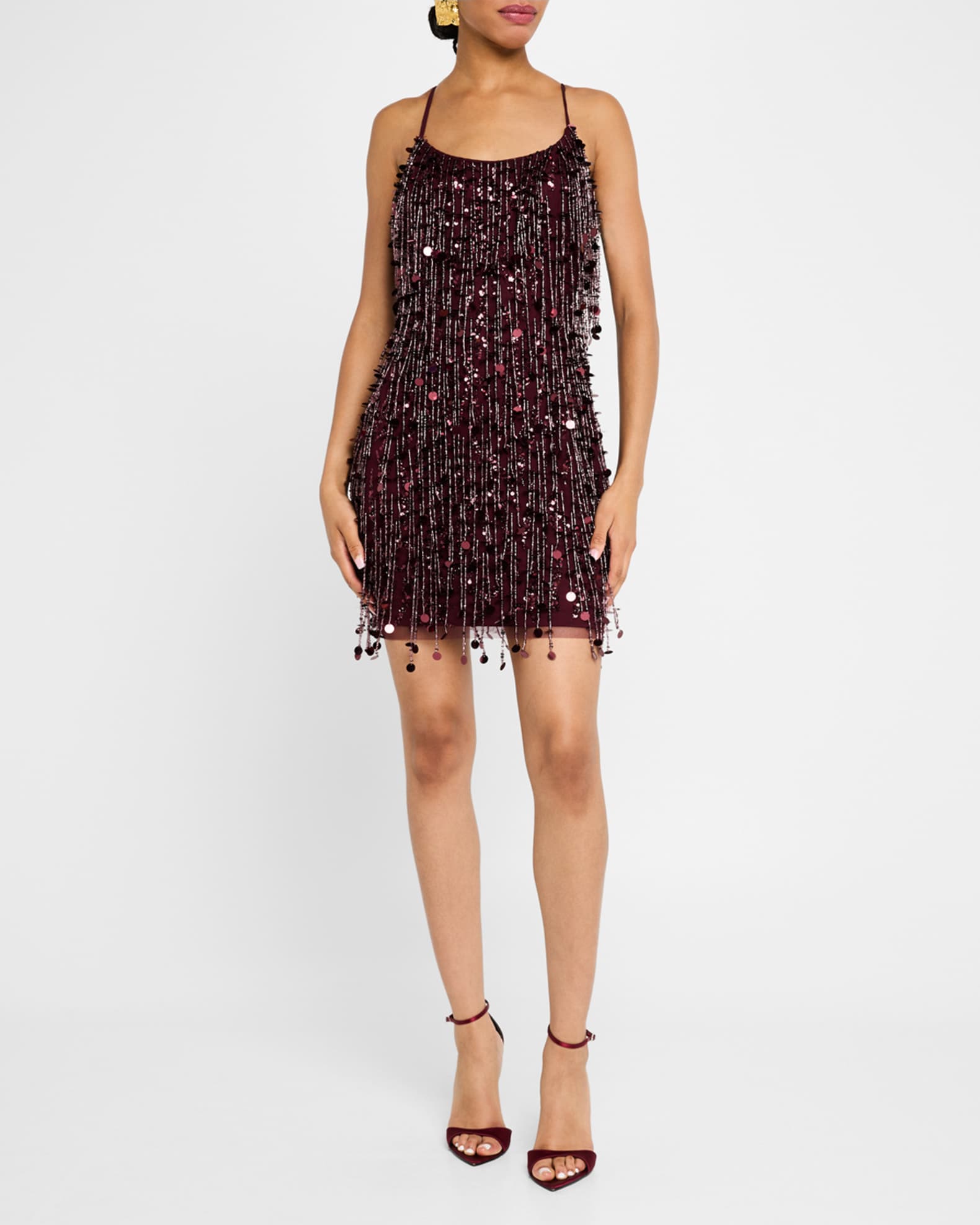 Liv Foster Bead & Sequin Fringe Bodycon Mini Dress | Neiman Marcus