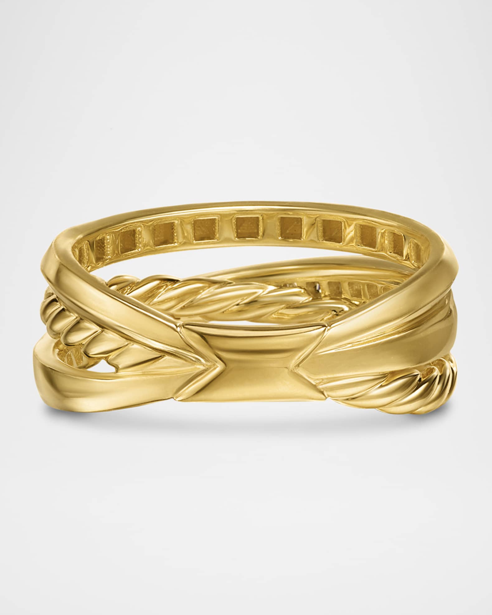 David Yurman DY Crossover Trio 3-Row Ring in 18K Gold with Diamonds ...