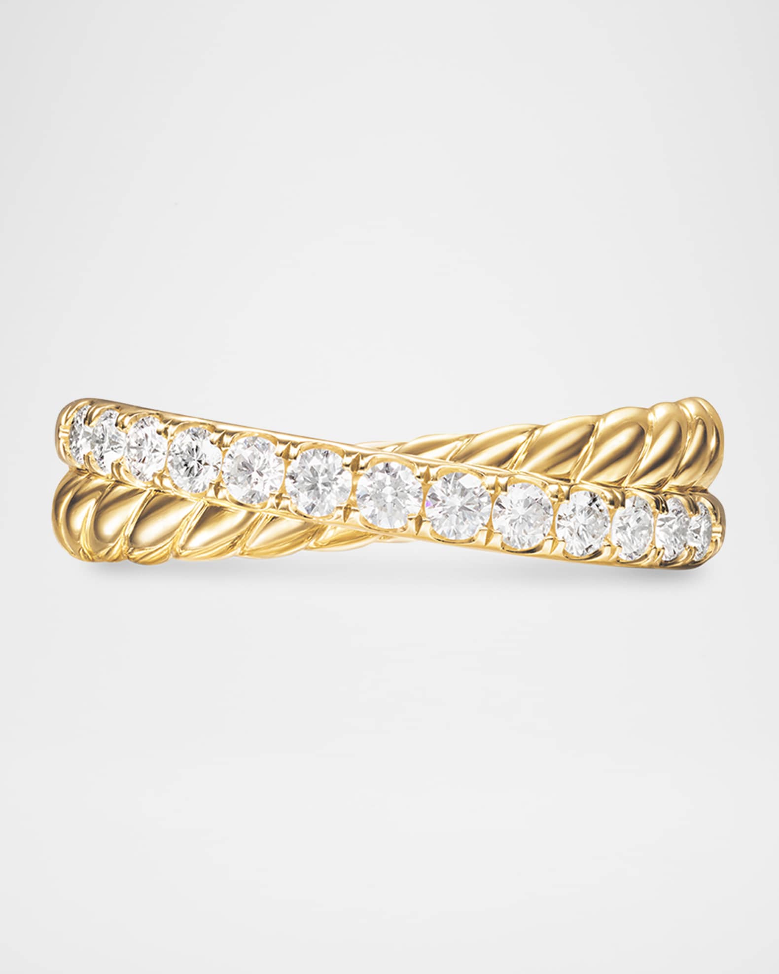David Yurman DY Crossover 2-Row Ring in 18K Gold with Diamonds, 5mm | Neiman Marcus