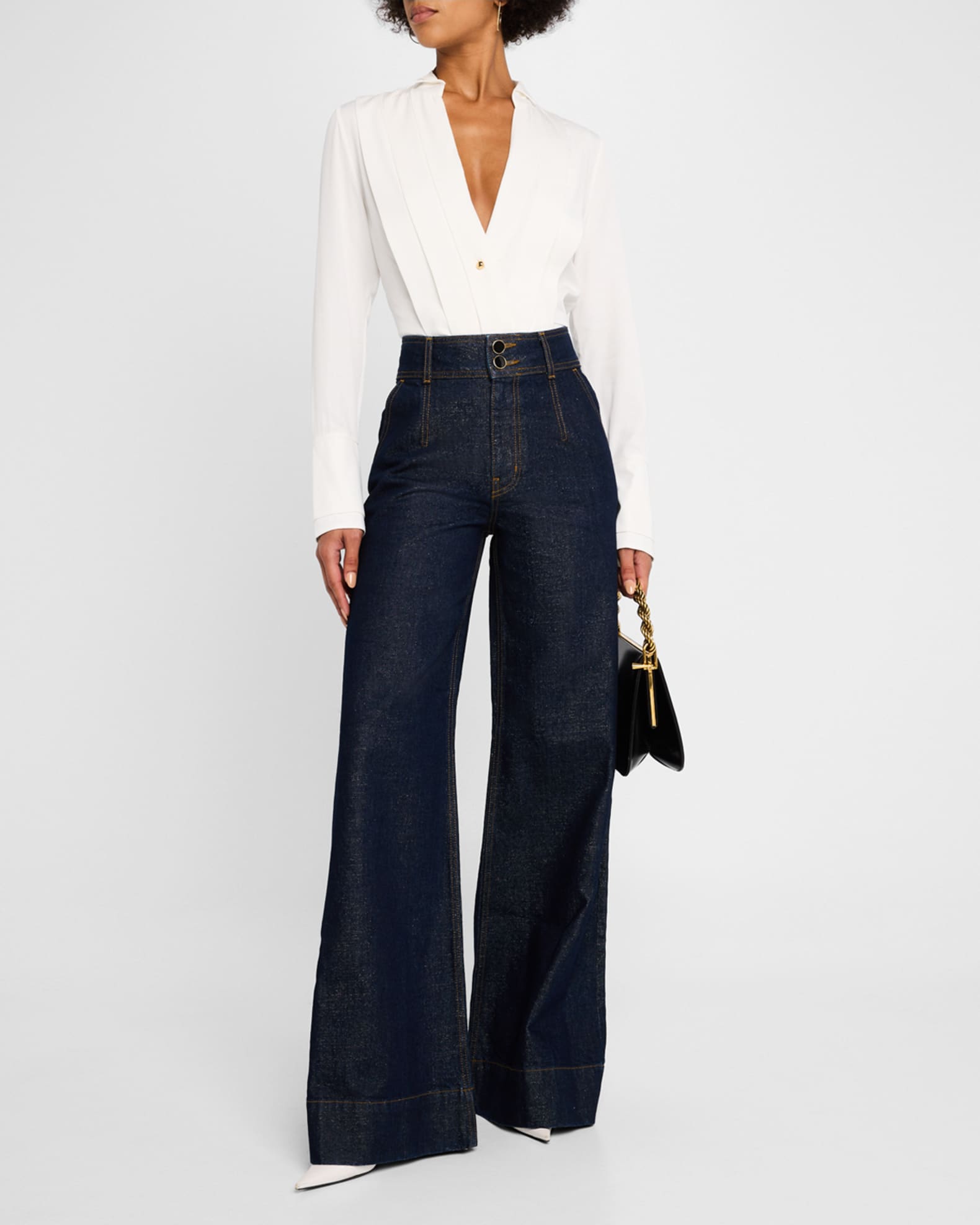 Derek Lam 10 Crosby Tiffany Pleated Button-Front Blouse | Neiman Marcus