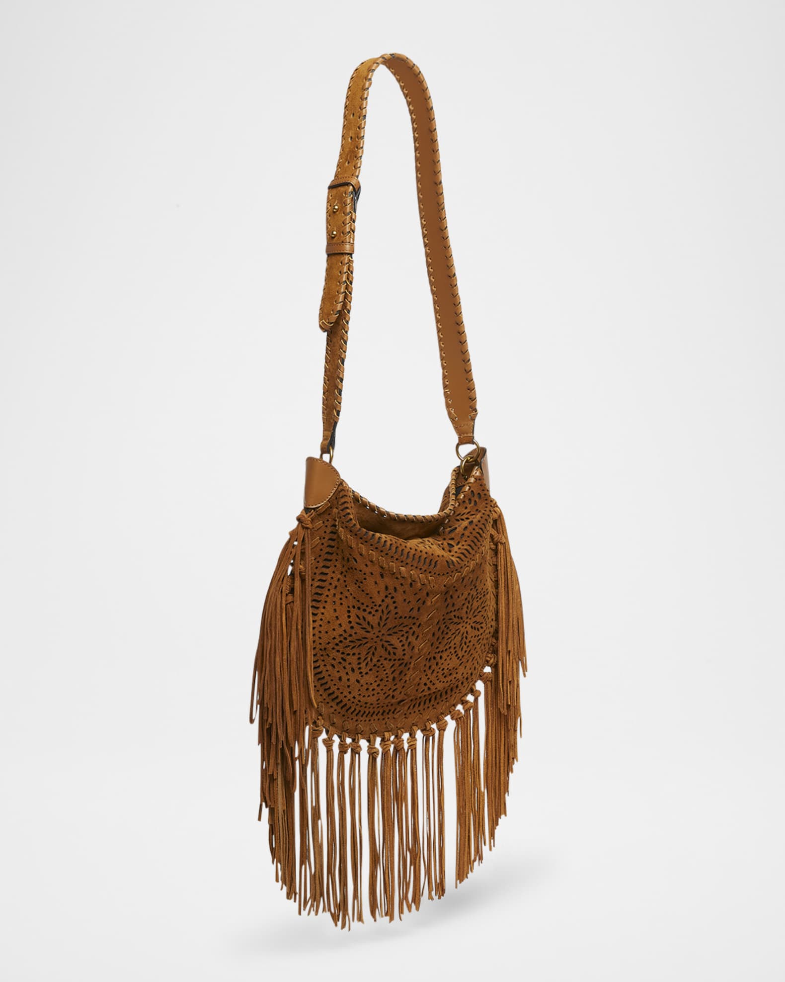 Isabel Marant Oskan Cutout Fringe Suede Crossbody Bag | Neiman Marcus