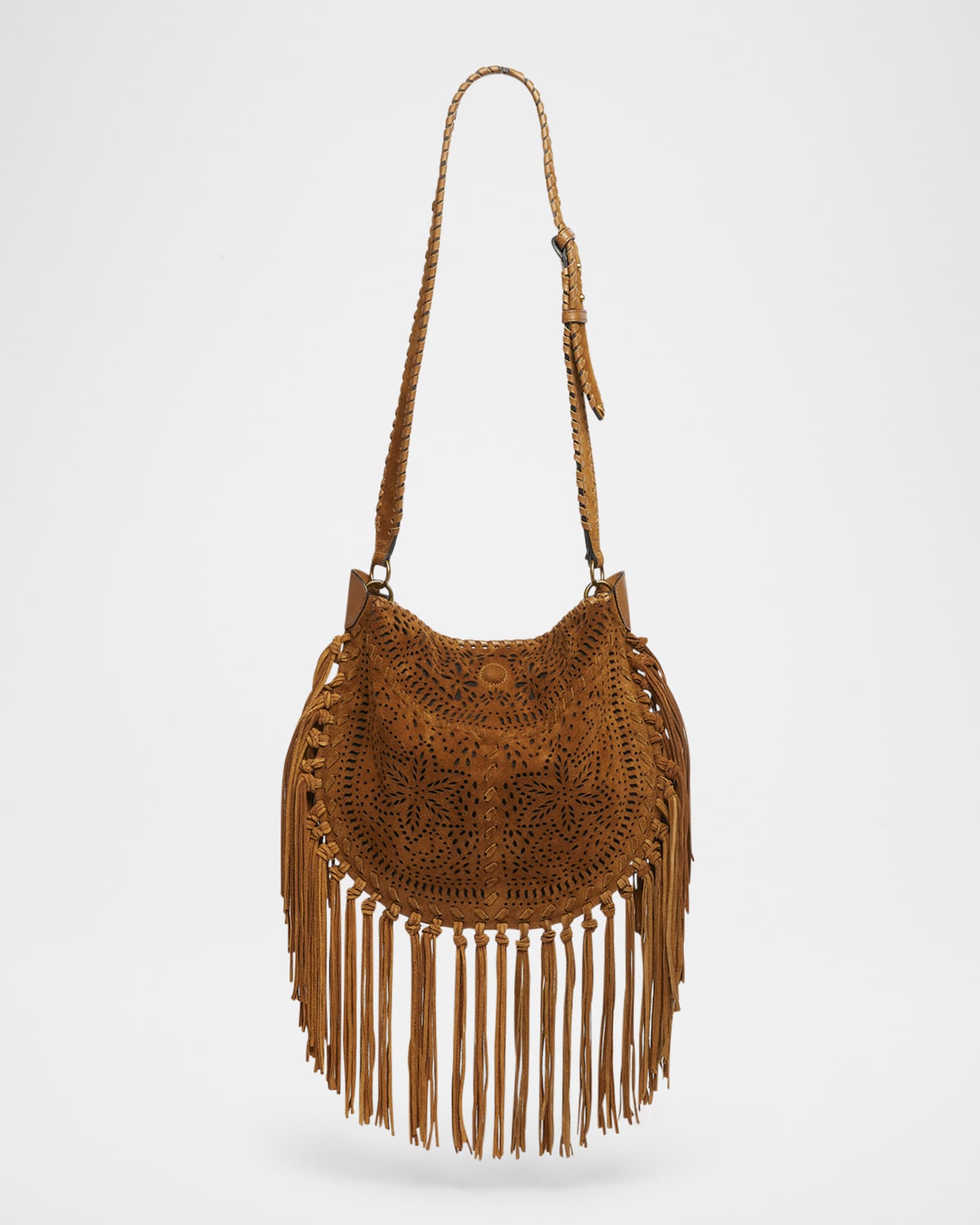 Isabel Marant Oskan Cutout Fringe Suede Crossbody Bag | Neiman Marcus