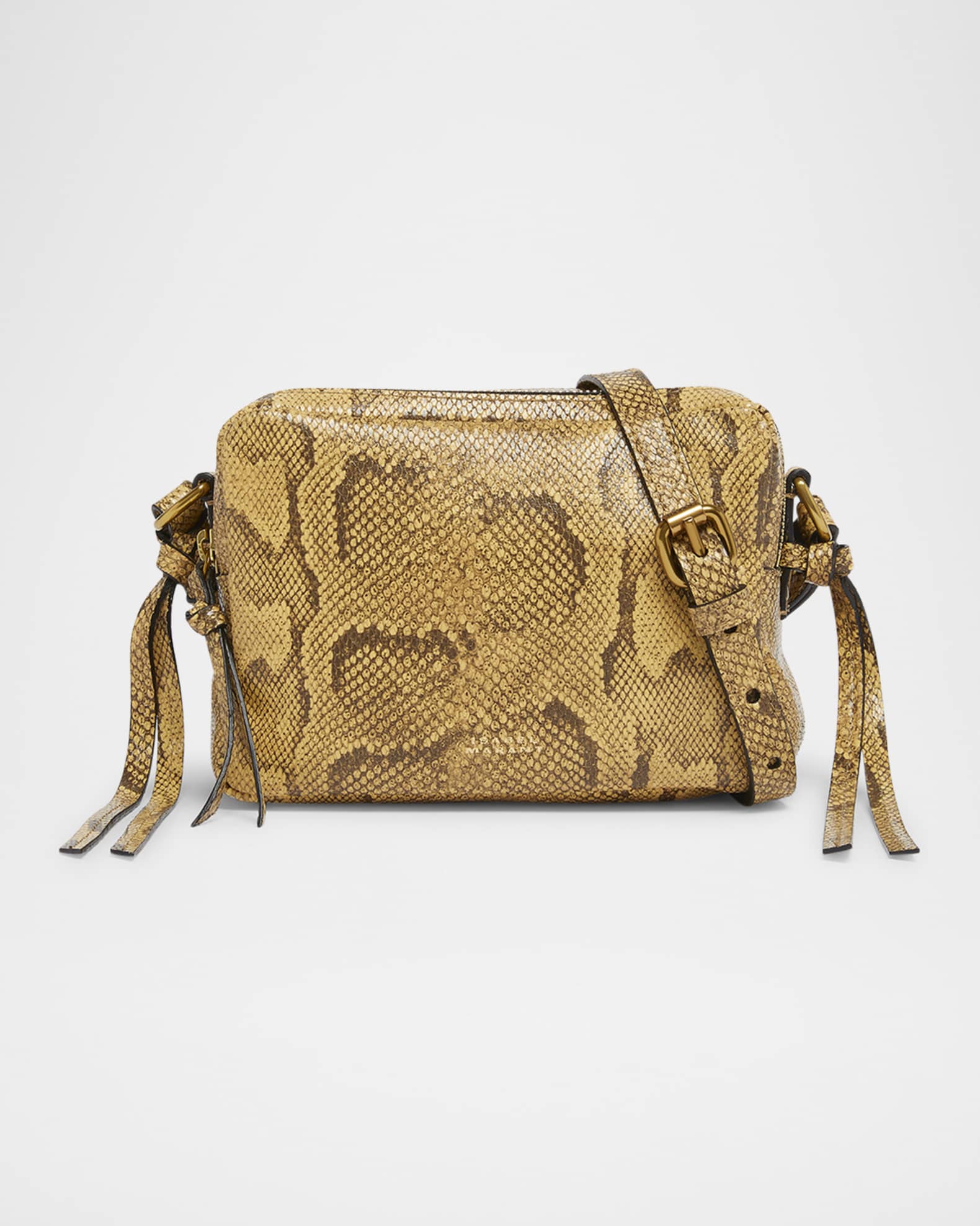 Isabel Marant Wardy Python-Printed Camera Crossbody Bag | Neiman Marcus