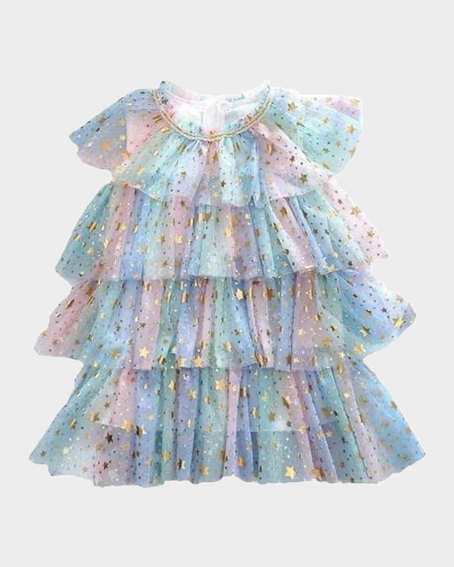 Lola + The Boys Girl's Metallic Star-Print Tulle Dress, Size 12M-12 ...
