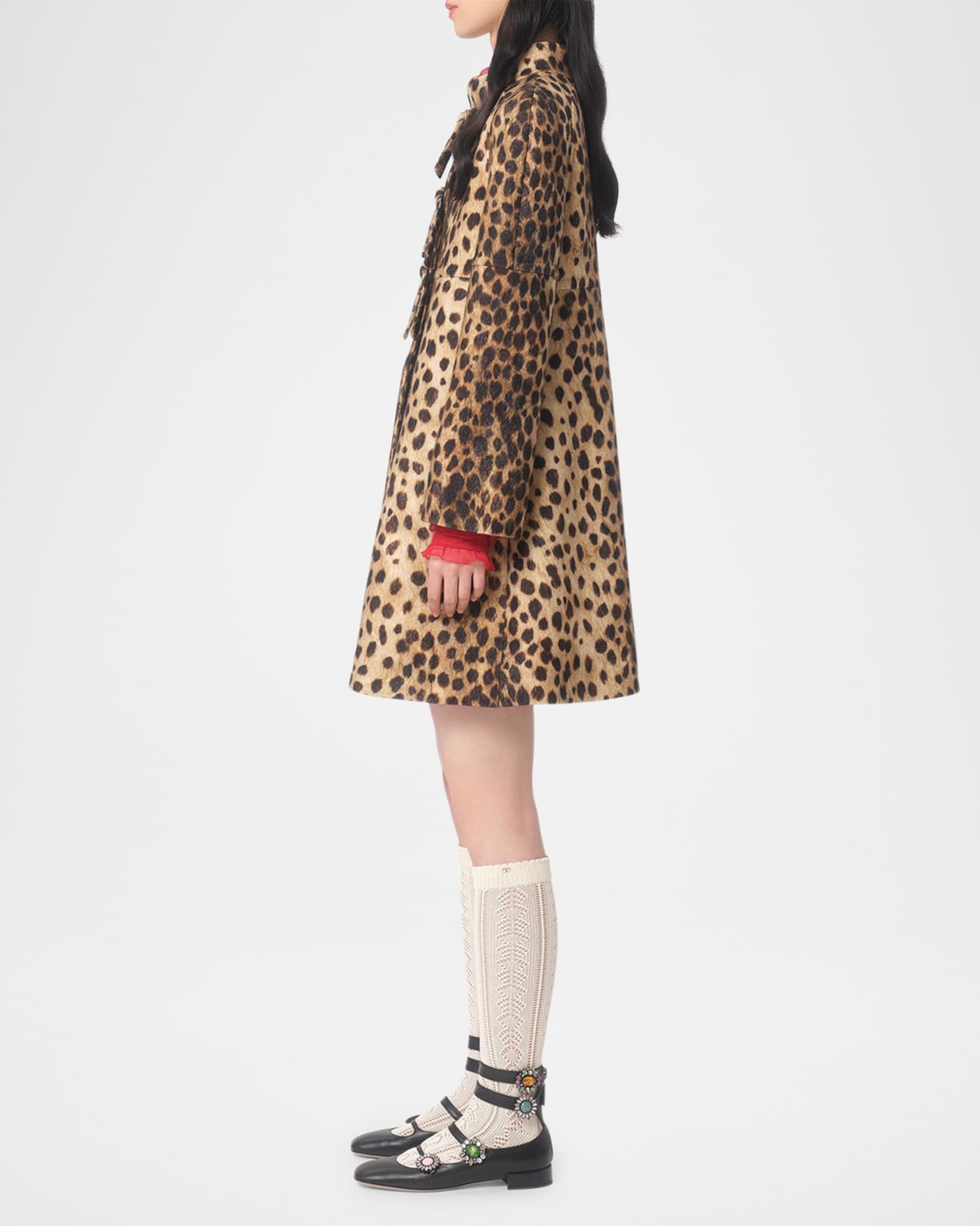 Valentino Garavani Leopard Print Bow Wool Coat | Neiman Marcus Valentino Garavani Leopard Print Bow Wool Coat | Neiman Marcus